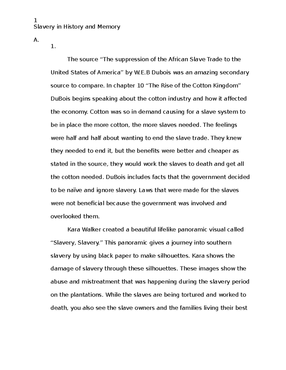 Task 1: Slavery in History and Memory Analysis - Studocu