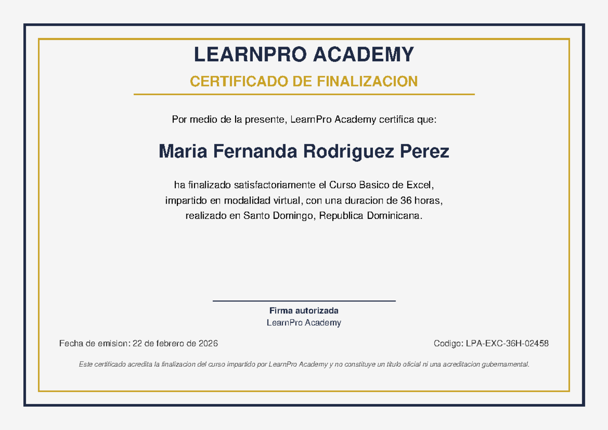 Certificado Finalizacion Learn Pro Academy - LEARNPRO ACADEMY ...