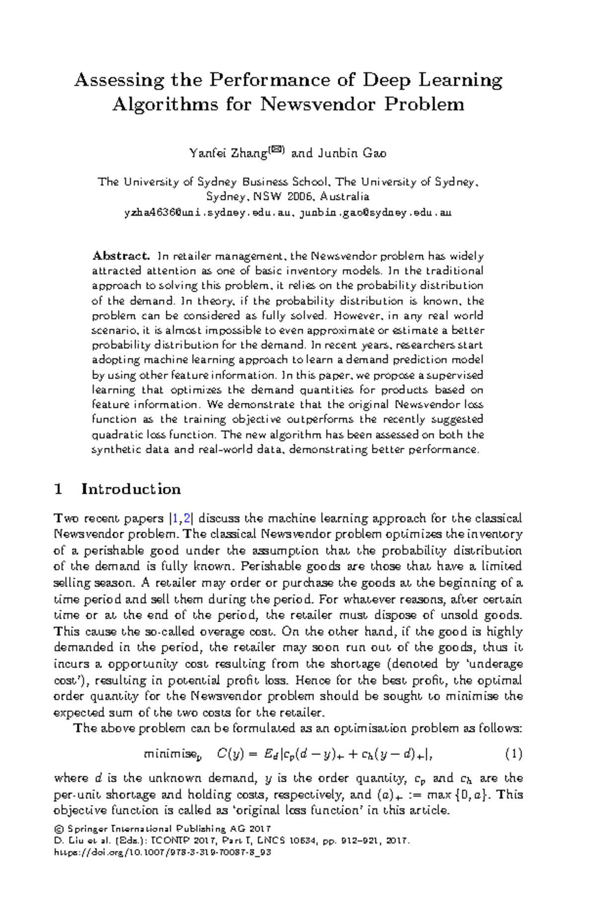 Deep Learning Approaches for the Newsvendor Problem: Performance Assessment - Studocu