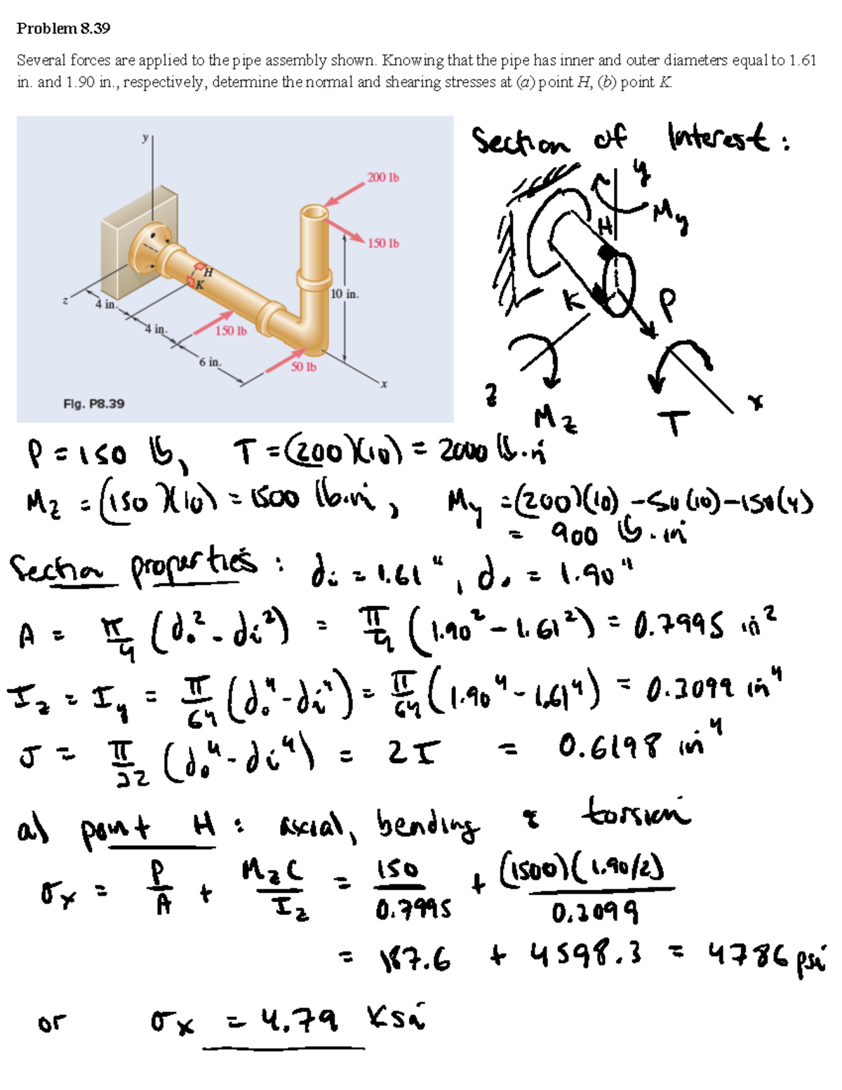 Strength of Materials: Stress Analysis for Pipe Assembly (ME 101) - Studocu