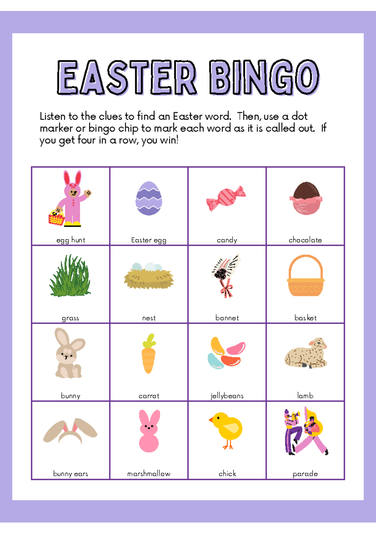 Easter Bingo for Speech Therapy: Fun Game Directions & Clues - Studocu