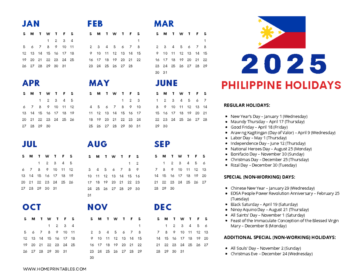 2025 calendar Philippines with holidays - WWW.HOMEPRINTABLES 2 0 2 5 ...