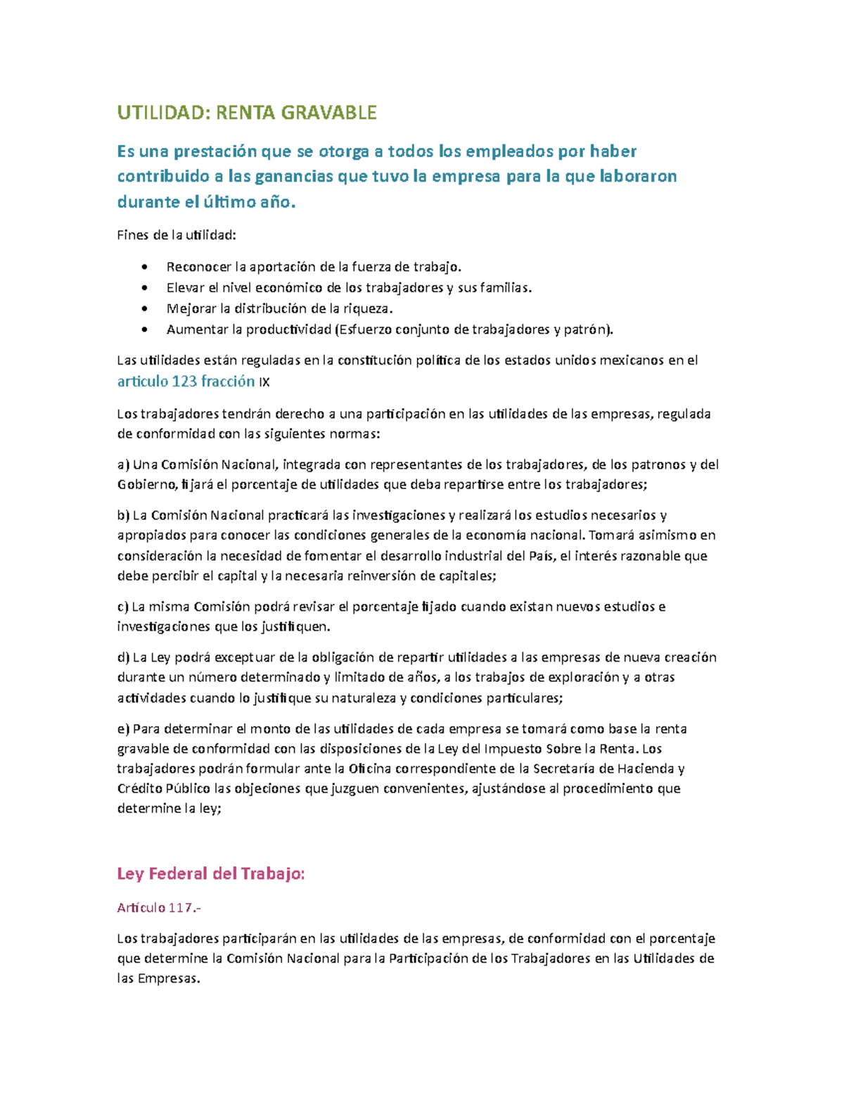 Guia laboral - UTILIDAD: RENTA GRAVABLE Es una prestación que se otorga ...