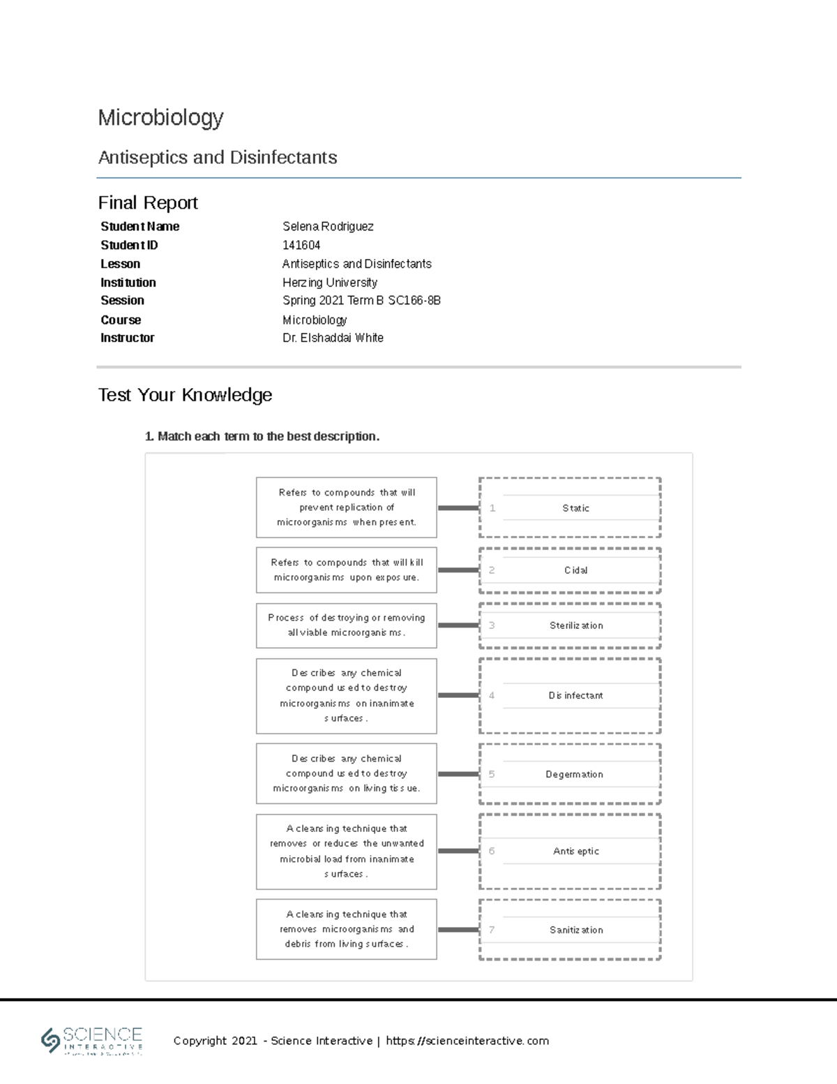 Microbiology SC166-8B Lesson: Antiseptics & Disinfectants 141604 - Studocu