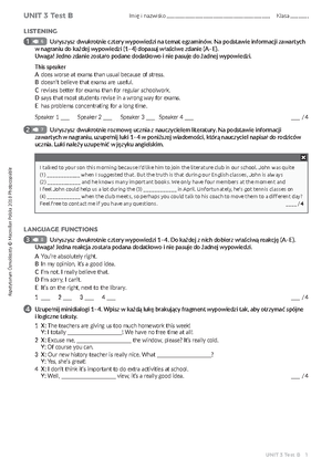 Maximal 1 Klucz do testów - 1 TEST 1 WERSJA A Aufgabe 1 1. a, 2. c, 3 ...