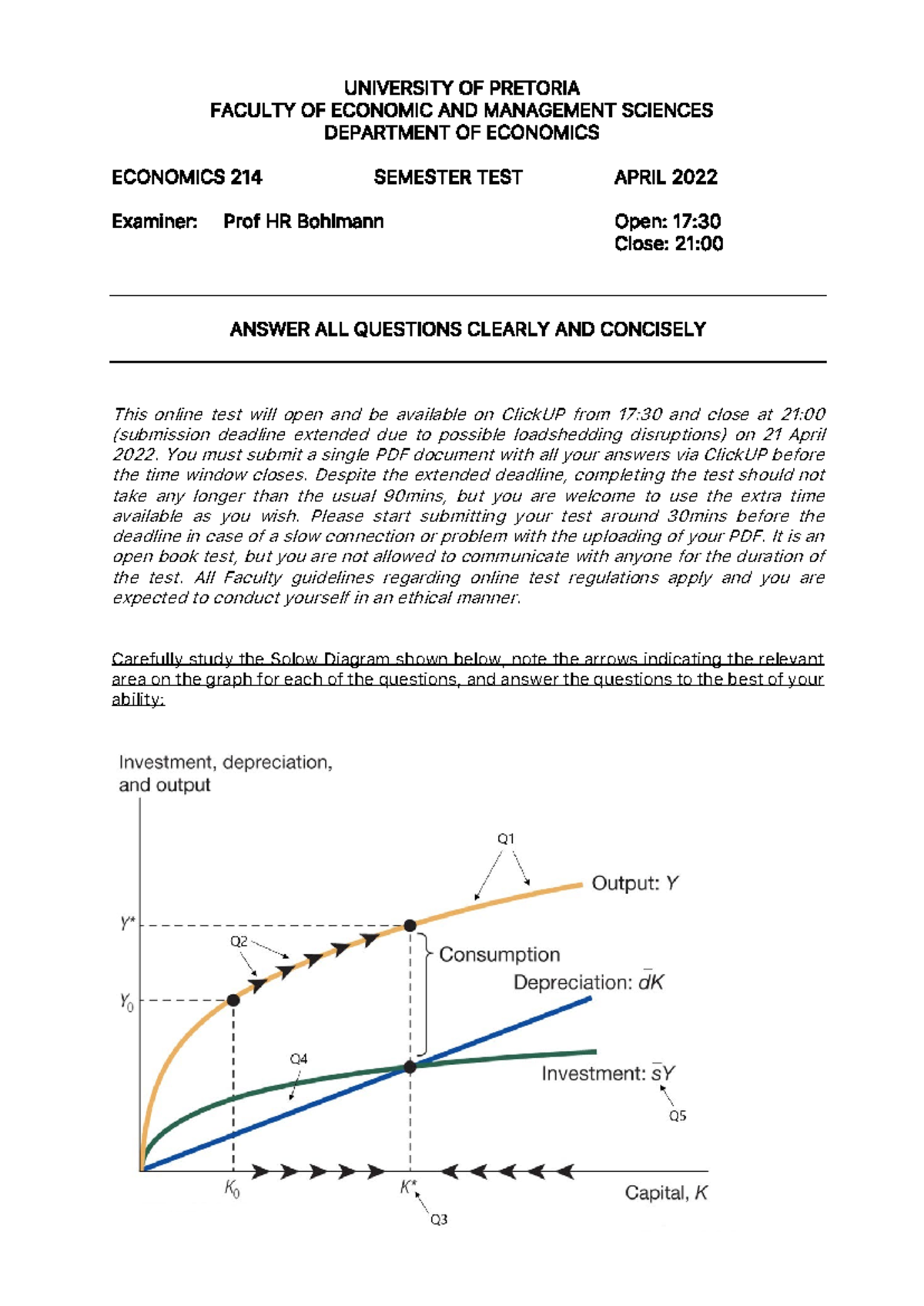Economics 214: Semester Test 2 Guidelines and Questions - April 2022 ...