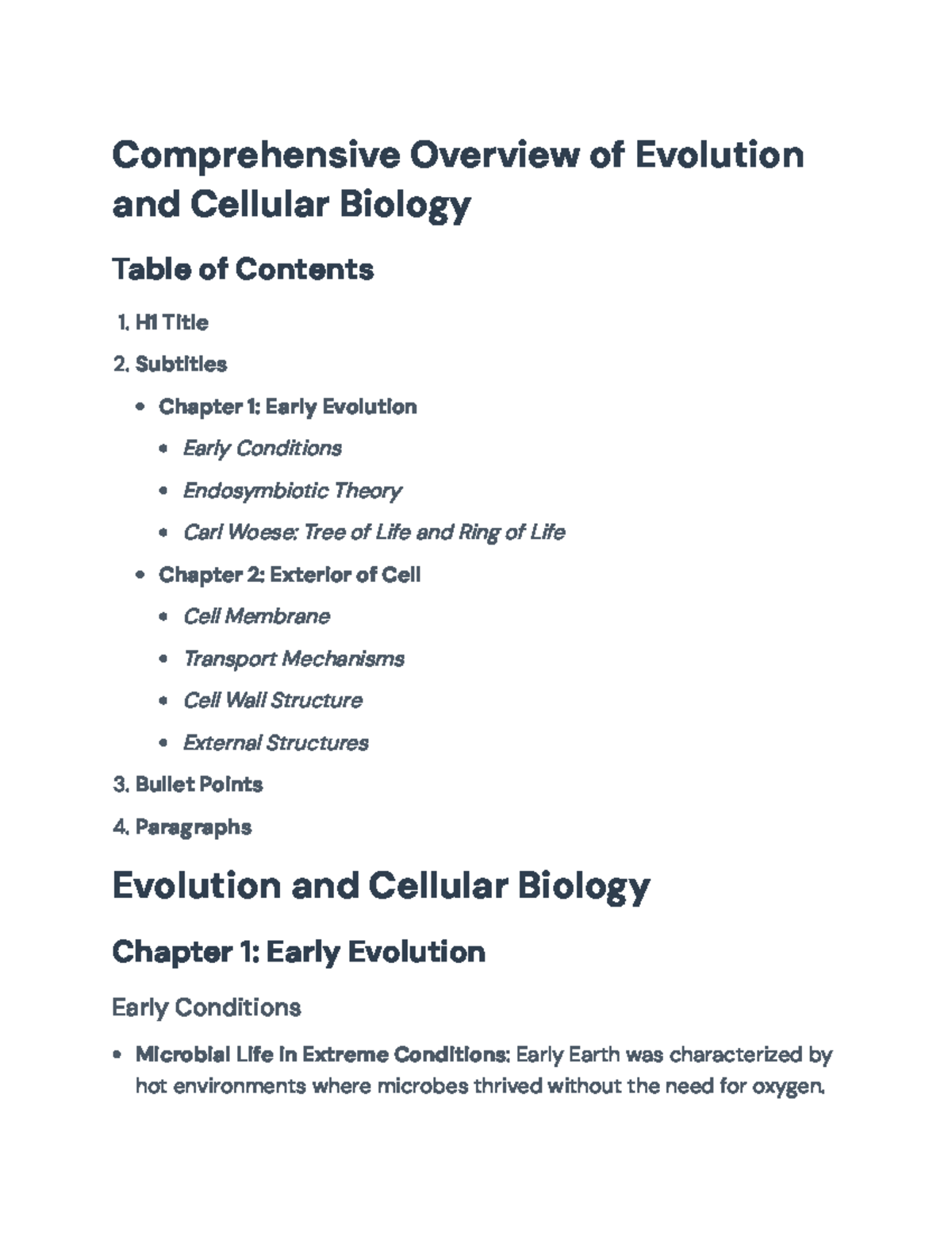 Comprehensive Study Notes on Evolution & Cell Bio (BIO 101) - Studocu