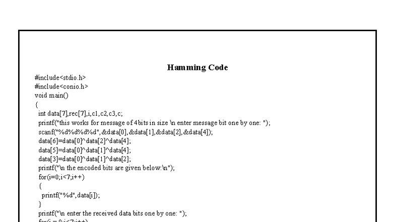 Network Lab Programs: Hamming Code & Protocols - Studocu