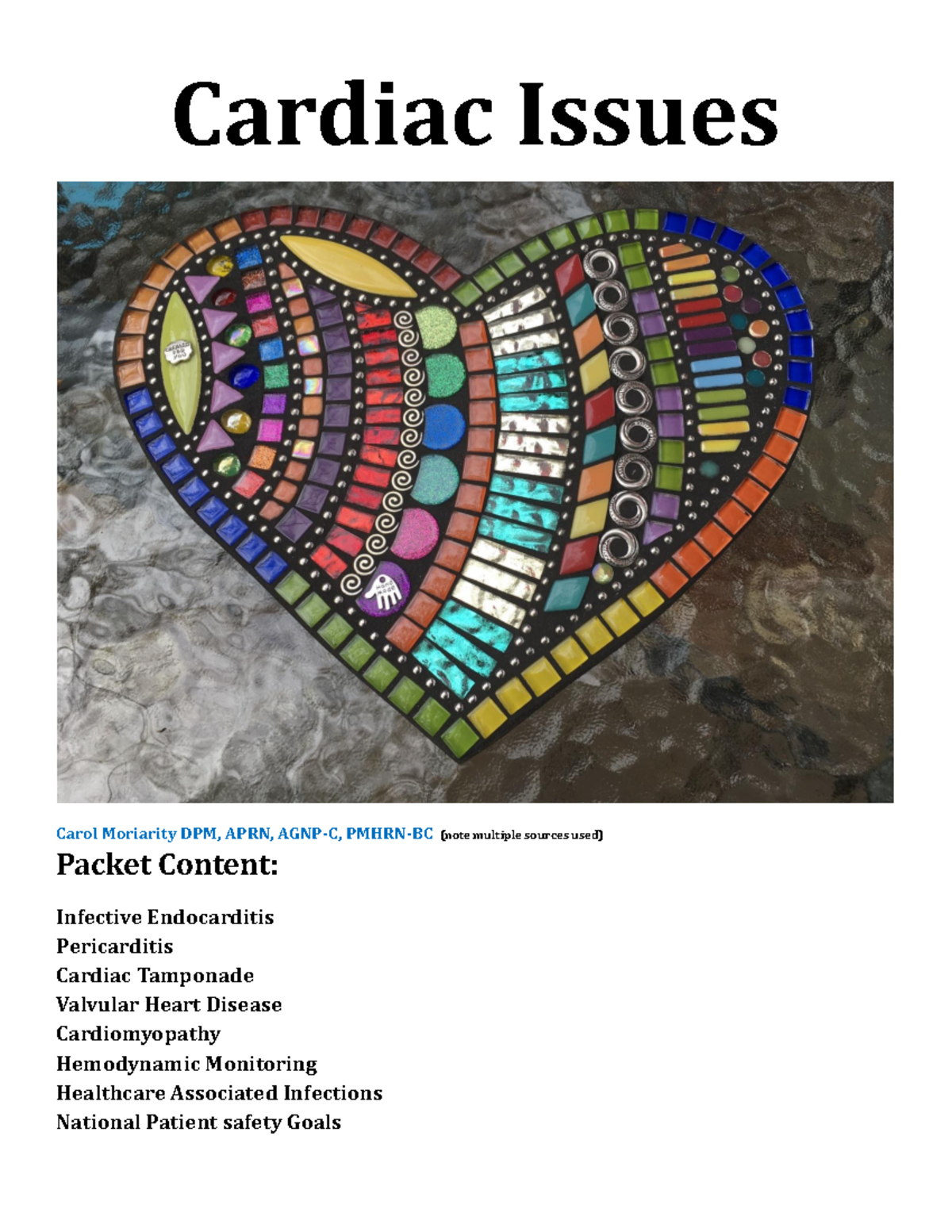 Z Cardiac handouts Endo Peri (ST) 23 - Cardiac Issues Carol Moriarity ...