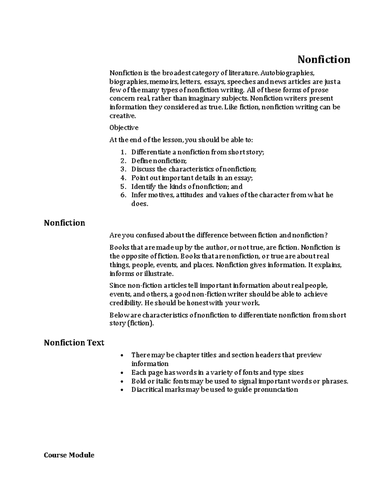 W6 Lesson 4: Exploring Non-Fiction, Narrative & Atmosphere - Module ...