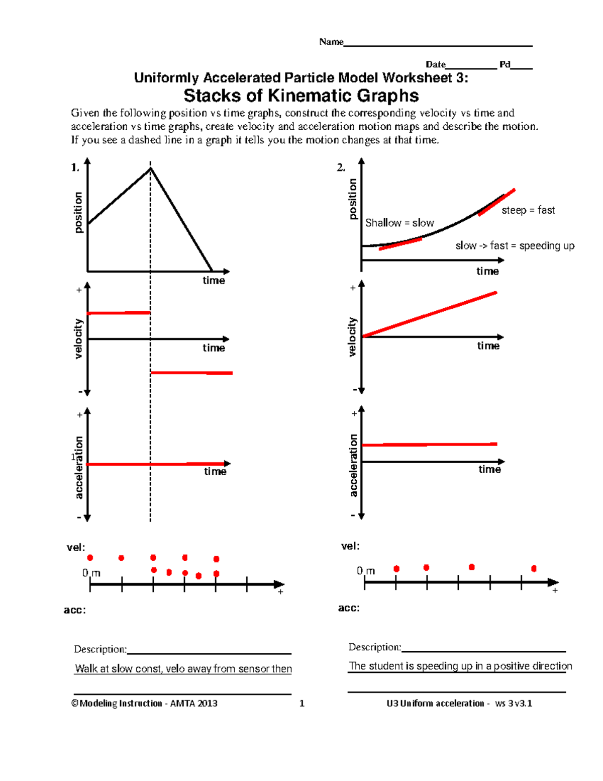 Kinematics: Stacks of Graphs Worksheet for Accelerated Motion - Studocu