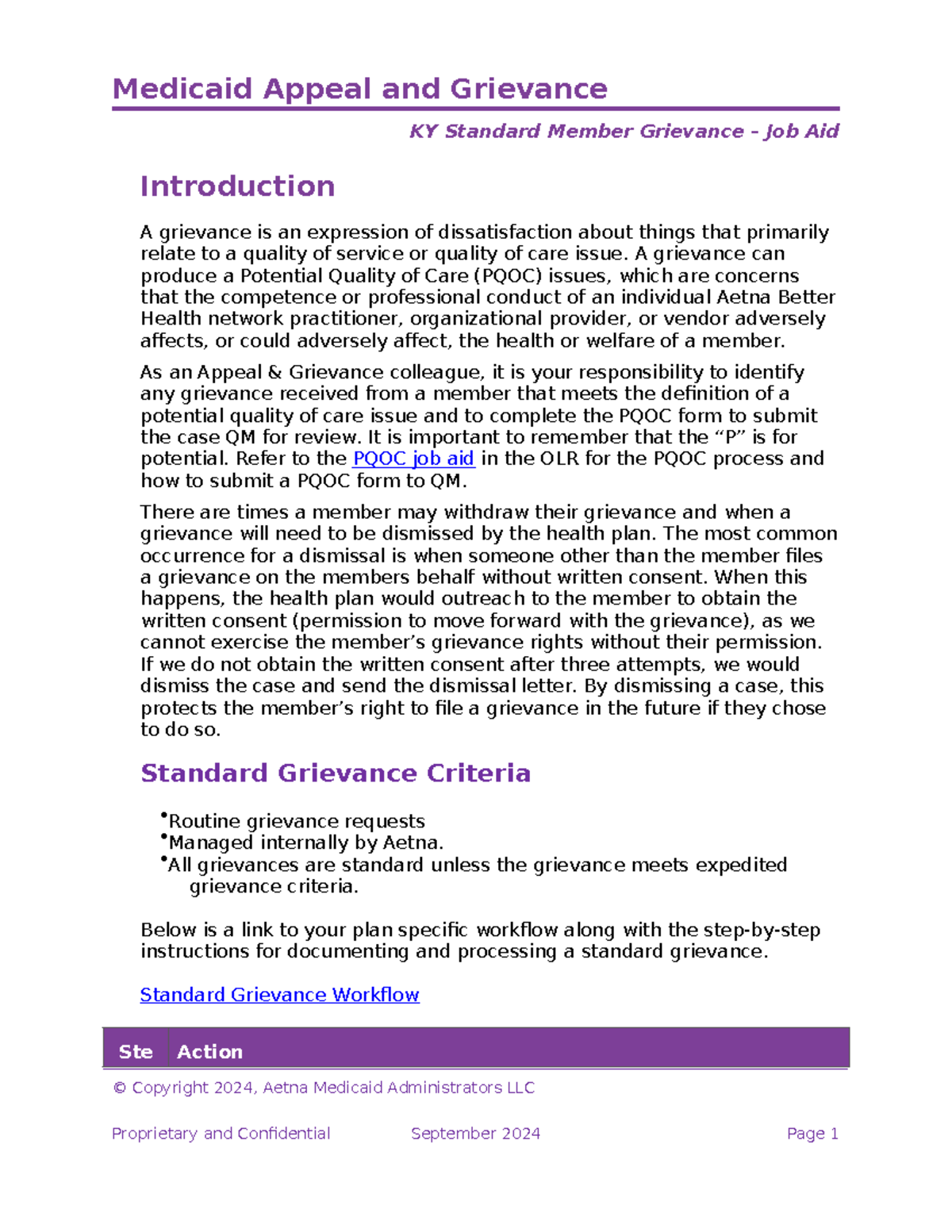 Medicaid Grievance and Appeal Process: A Job Aid for KY Staff - KY ...