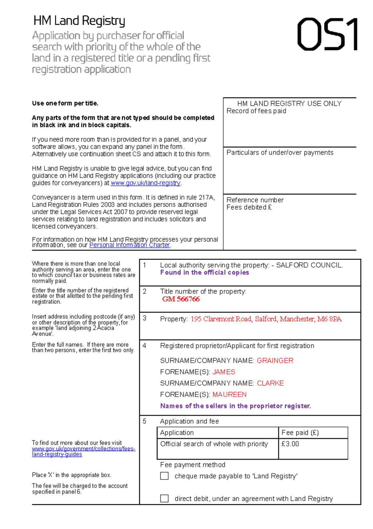 OS1 Completed - How to fill in an OS1 form. - Use one form per title ...