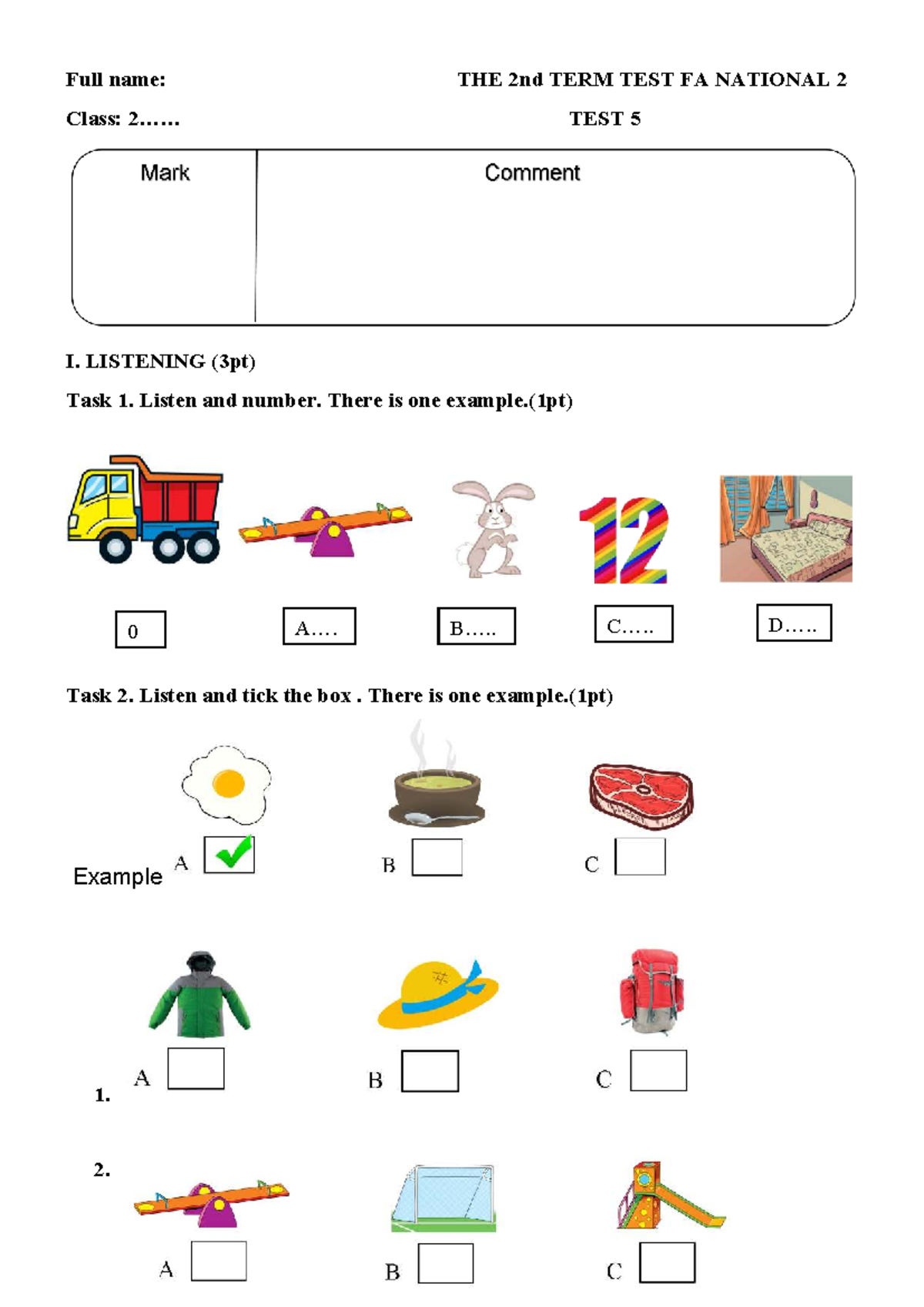 Đề 5: 2nd Term Test FA National 2 - Listening, Reading, Writing ...