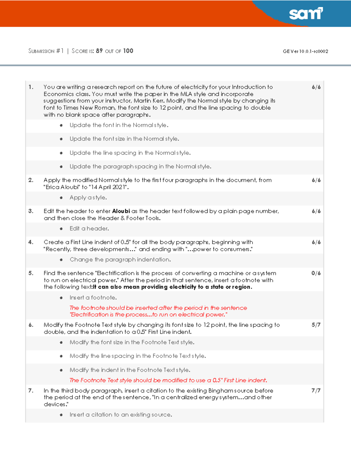 SC WD19 EOM2-2 Report 1 - SUBMISSION #1 | SCORE IS: 89 OUT OF 100 GE Ver 10.0-rc You are writing ...