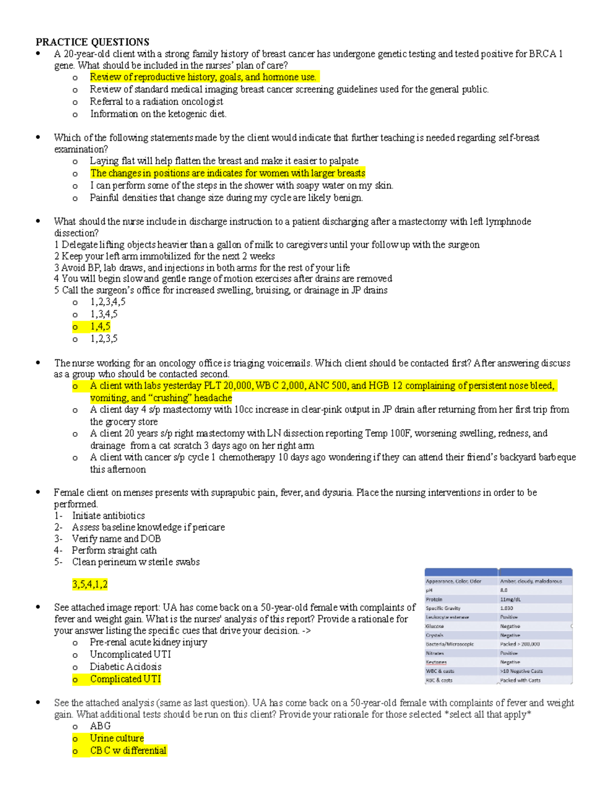 Adult Exam 4 Practice Questions with Answer Key - Studocu