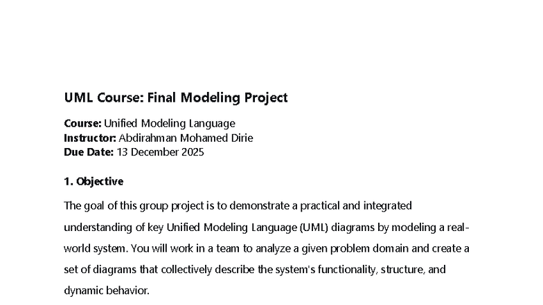 CS 4th Year: Final UML Modeling Project Guidelines - Studocu