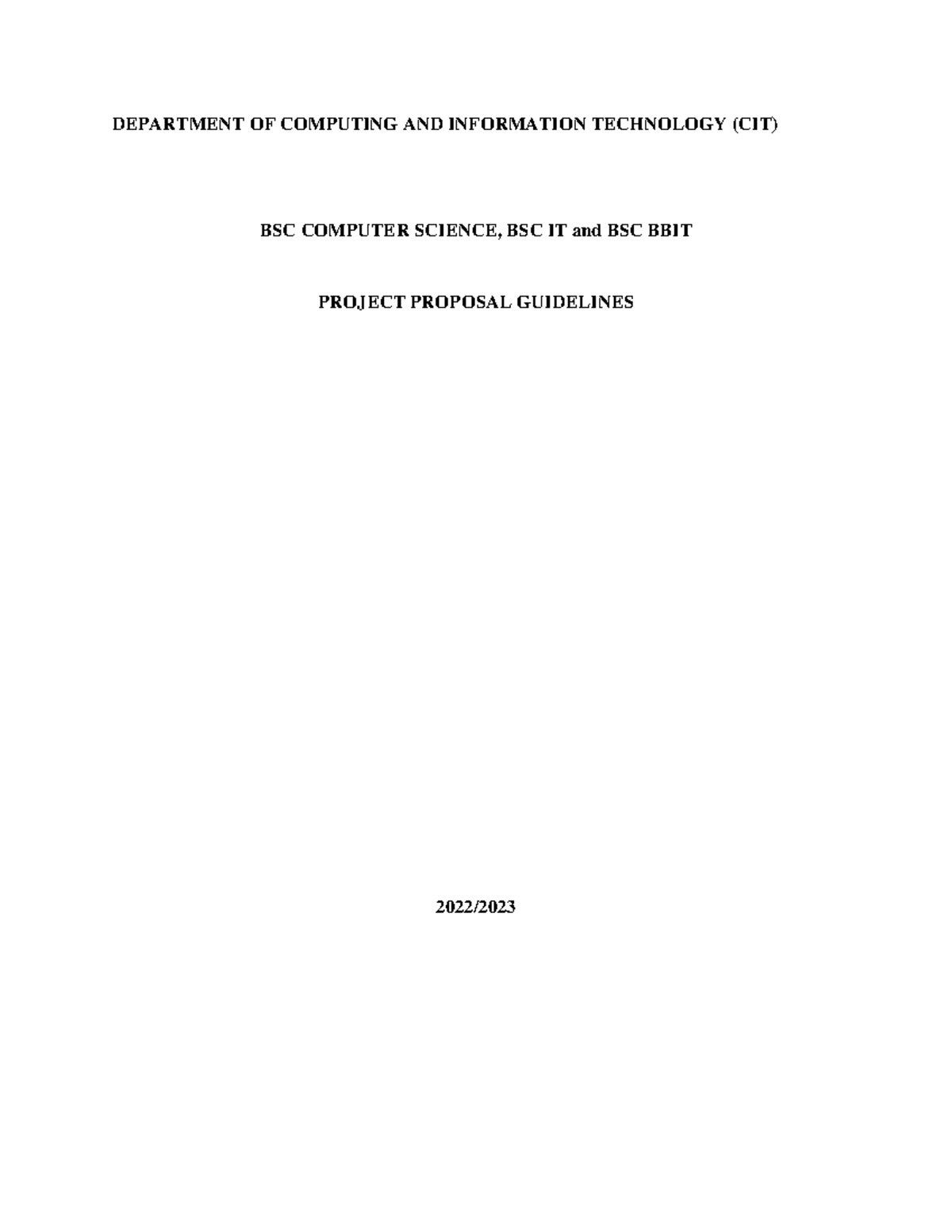 CIT Project guidelines Proposal - DEPARTMENT OF COMPUTING AND ...