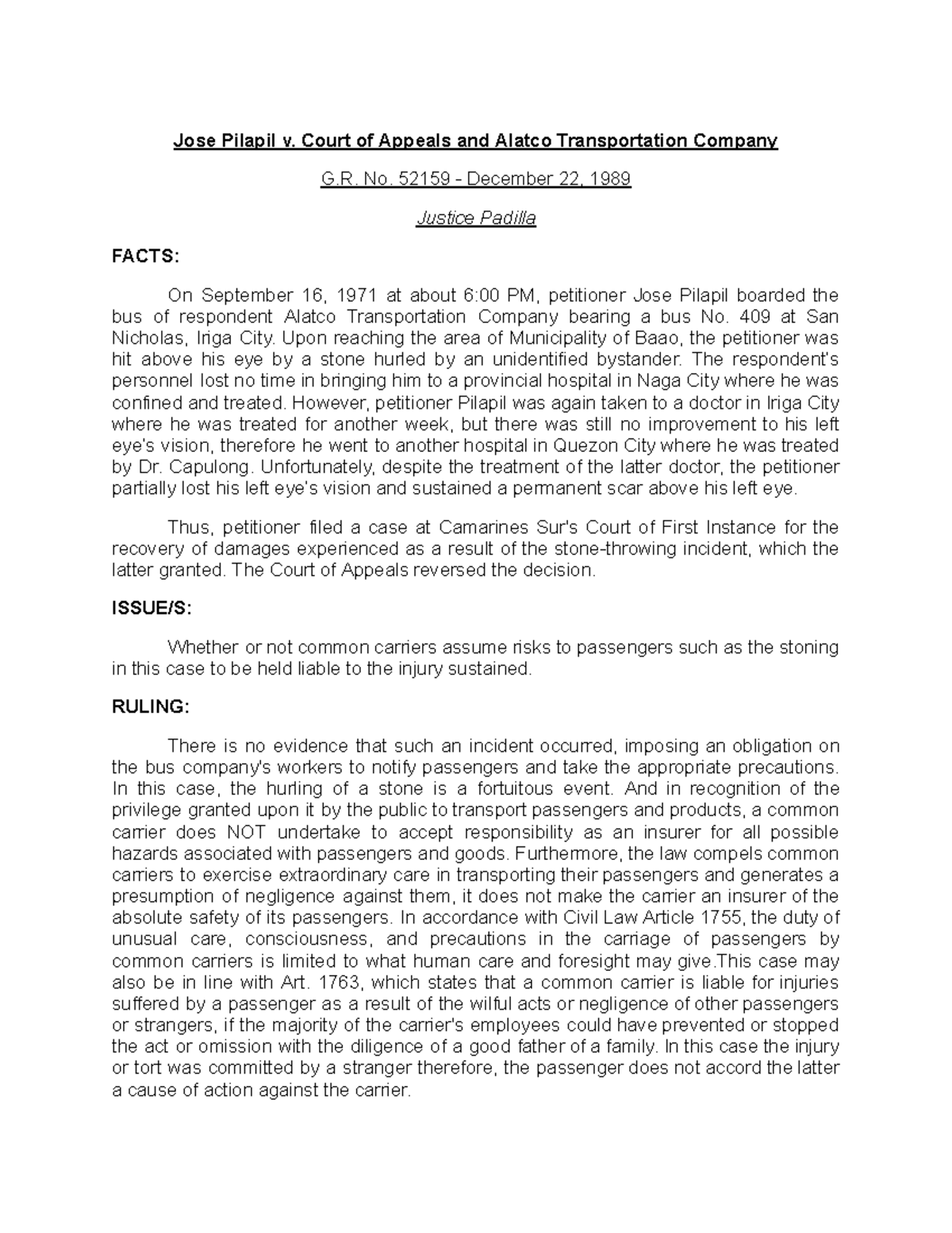 Case Digest - G.R. NO. 52159 - Jose Pilapil v. Court of Appeals and ...