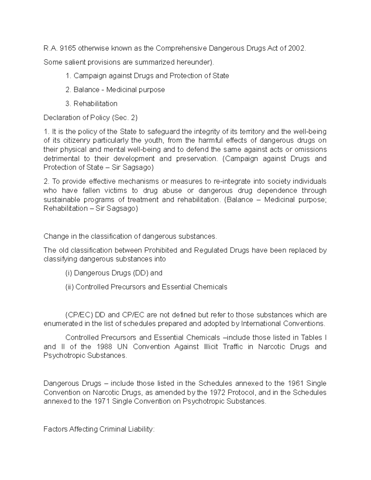 Salient Provisions of R.A. 9165: Key Points and Legal Implications ...