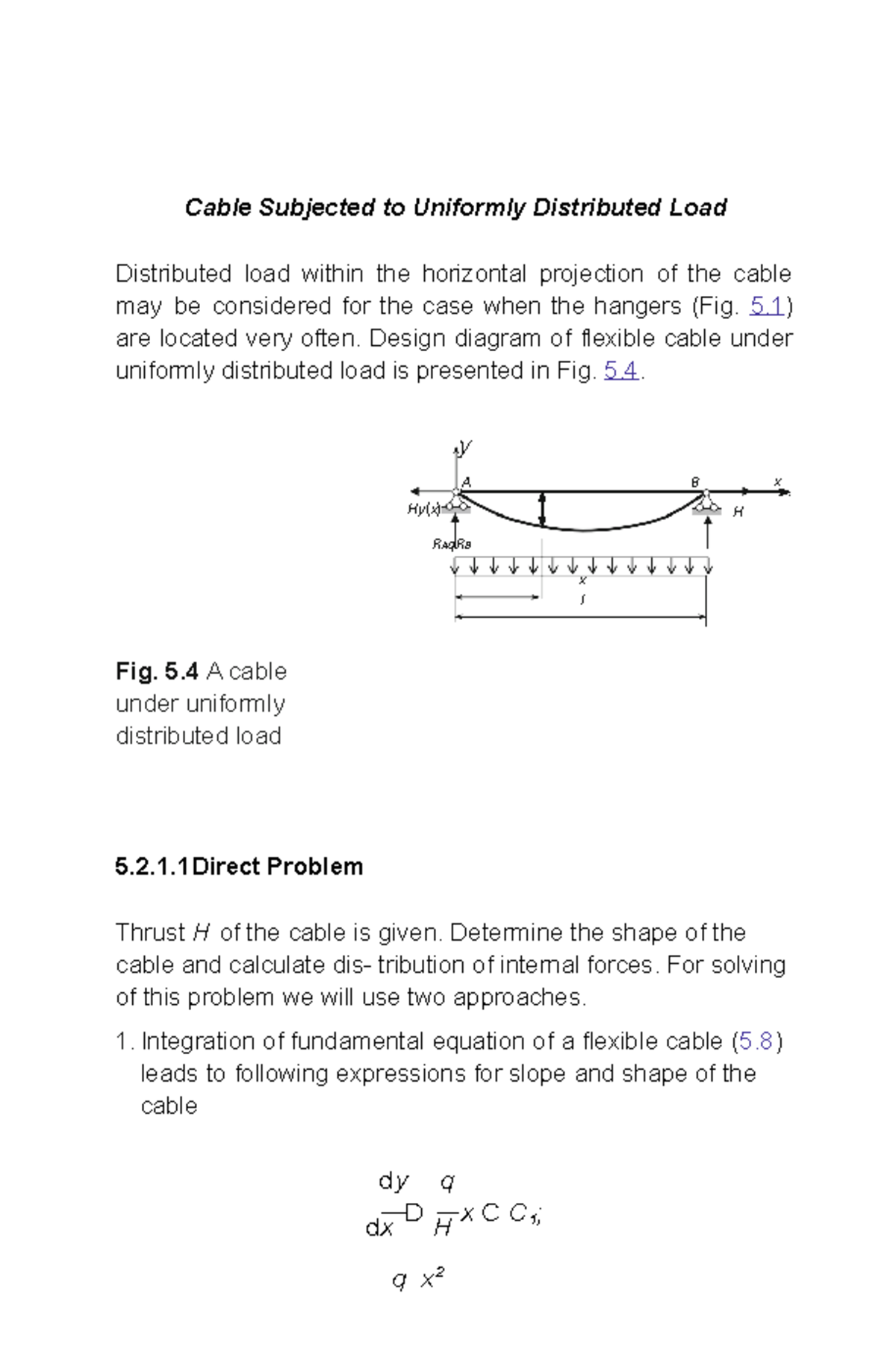 Cable Under Uniformly Distributed Load: Analysis and Solutions - Studocu
