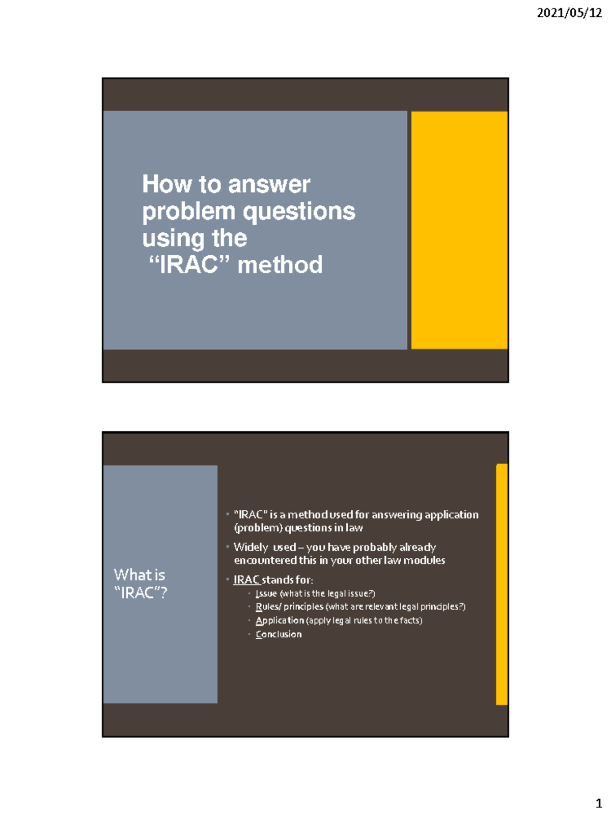IRAC Method for Analyzing Legal Problem Questions: A Guide - Studocu