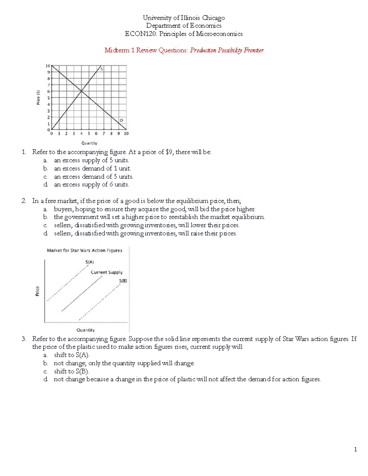ECON120: Microeconomics Midterm 1 Review Questions & Answers - Studocu