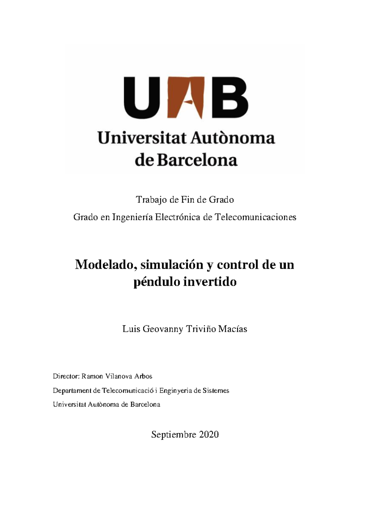 Modelado y Control del Péndulo Invertido en Ingeniería Electrónica (TFE ...