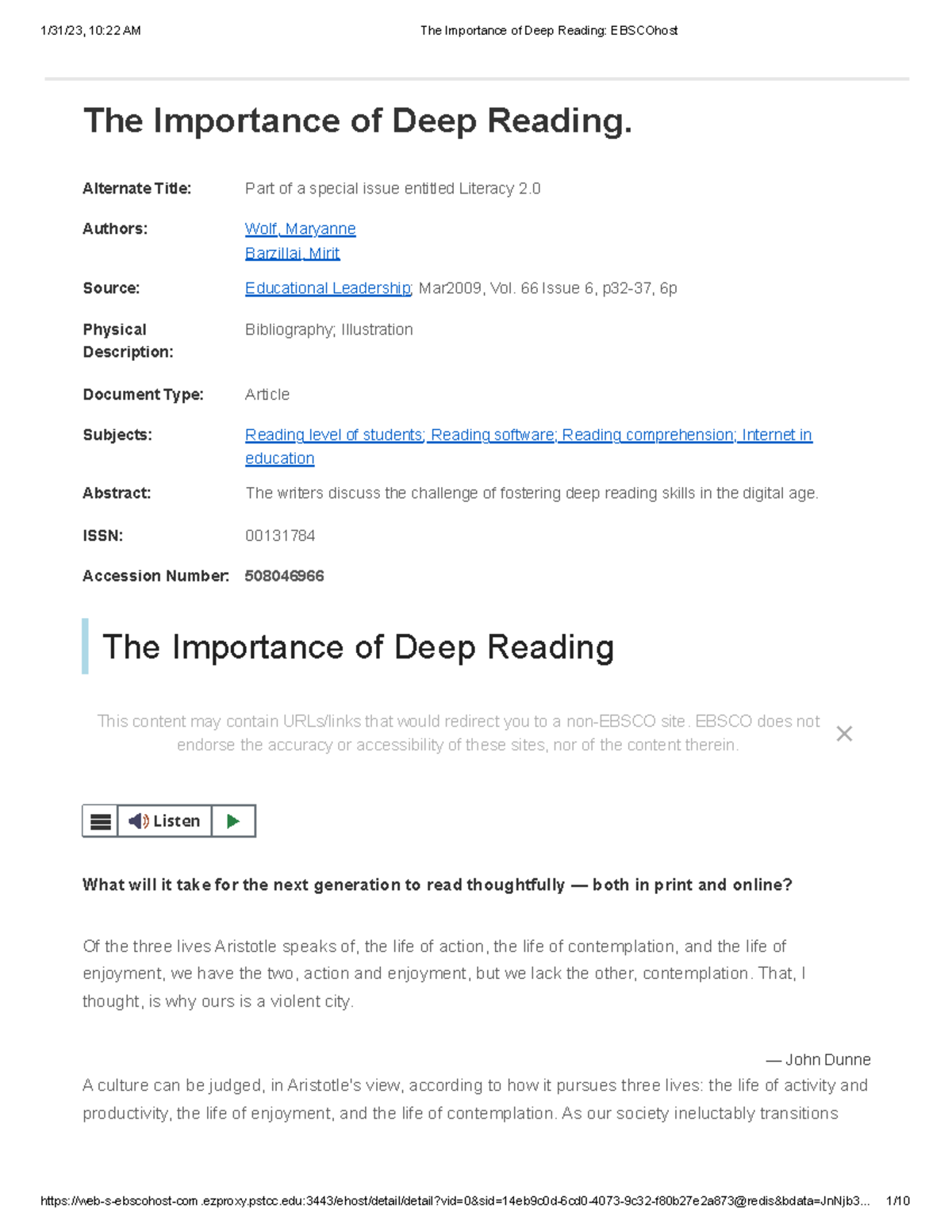 Deep Reading in the Digital Age: Insights and Impacts on Literacy - Studocu
