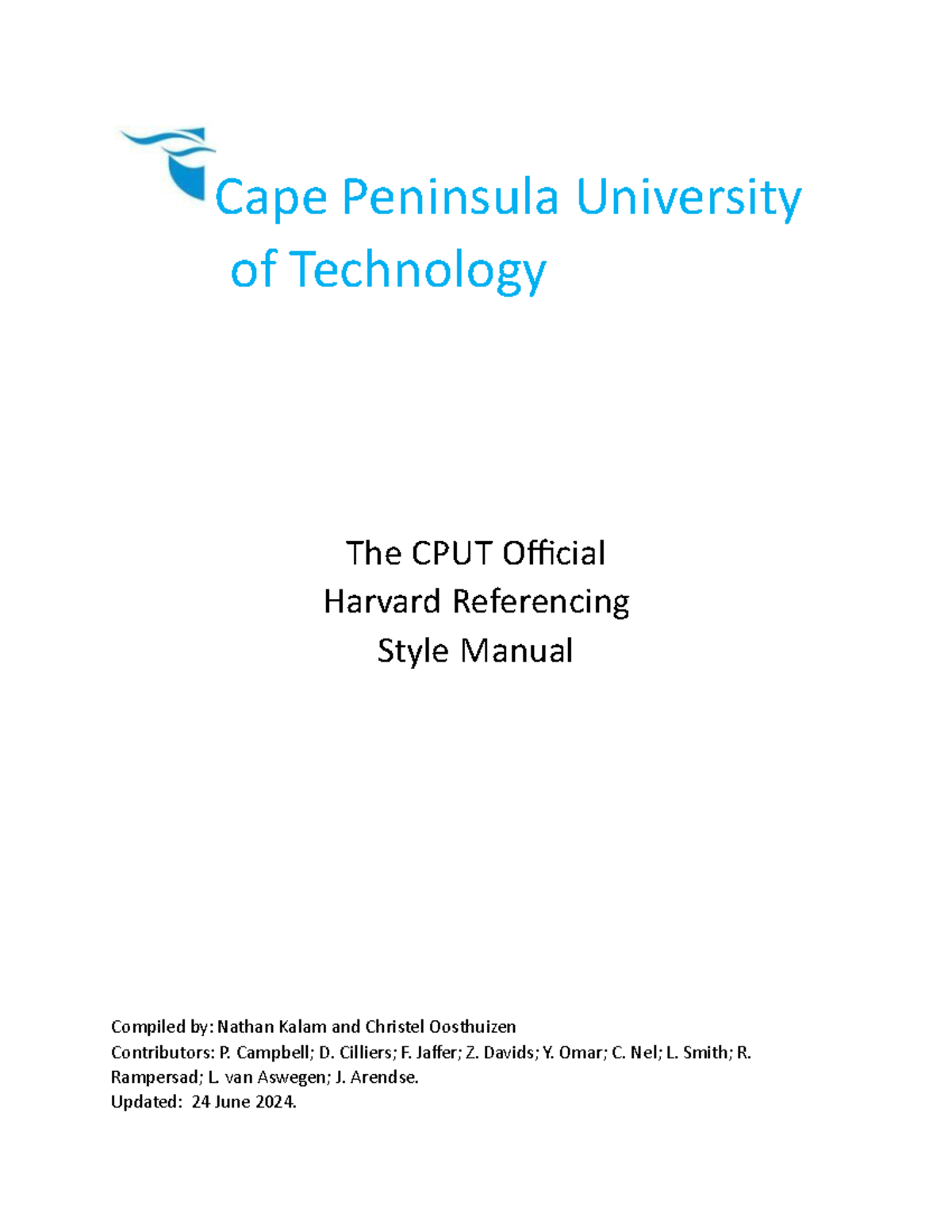 CPUT-Harvard-Referencing-Style-Manual-June-2024-Updated-Edition - Studocu