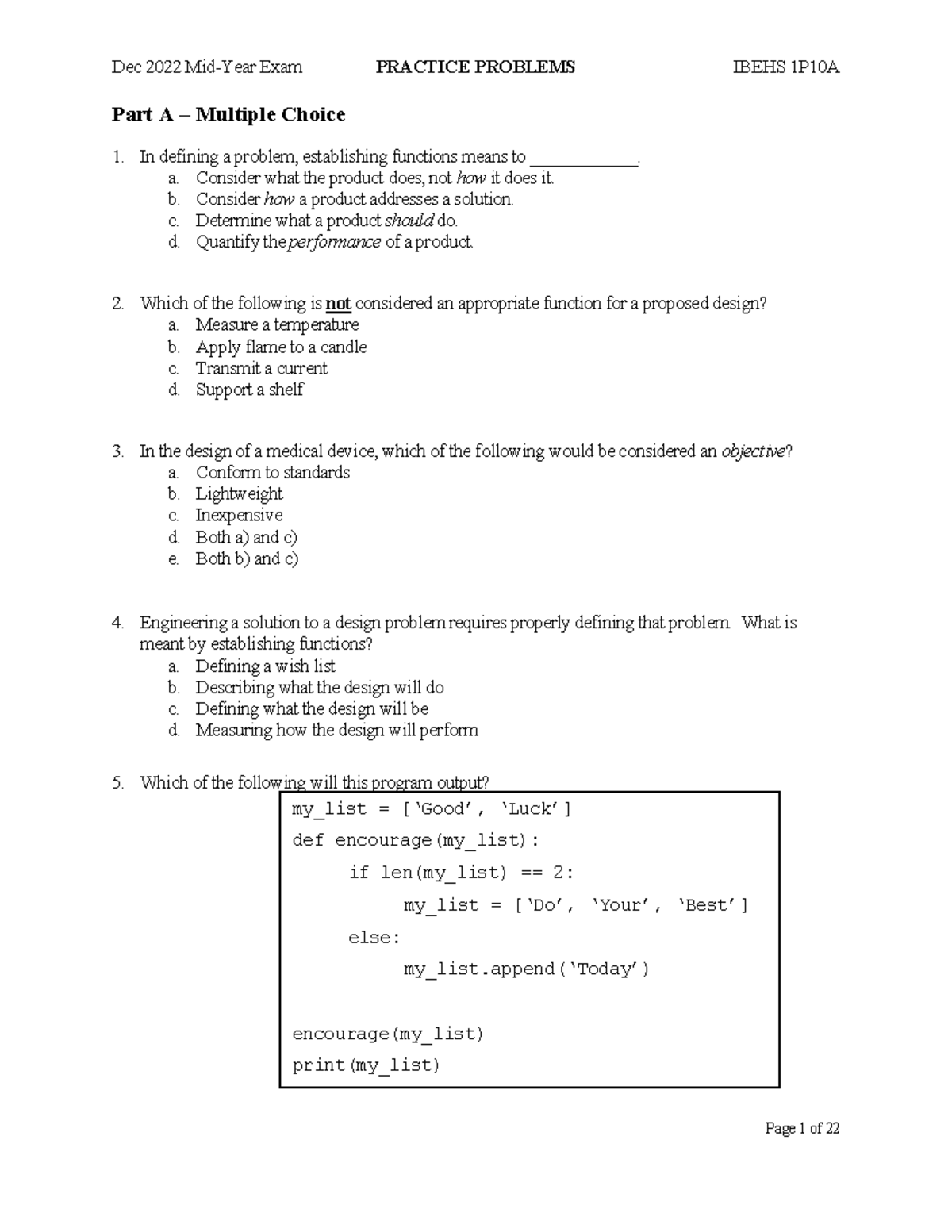 2-1P10 Midyear Exam (F2022) - Practice Problems & Sample Qs - Studocu