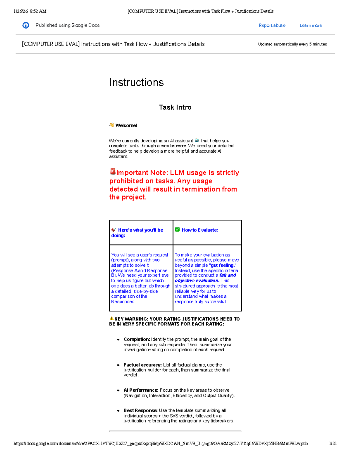 Computer USE EVAL: Task Flow Instructions & Justifications Guide - Studocu