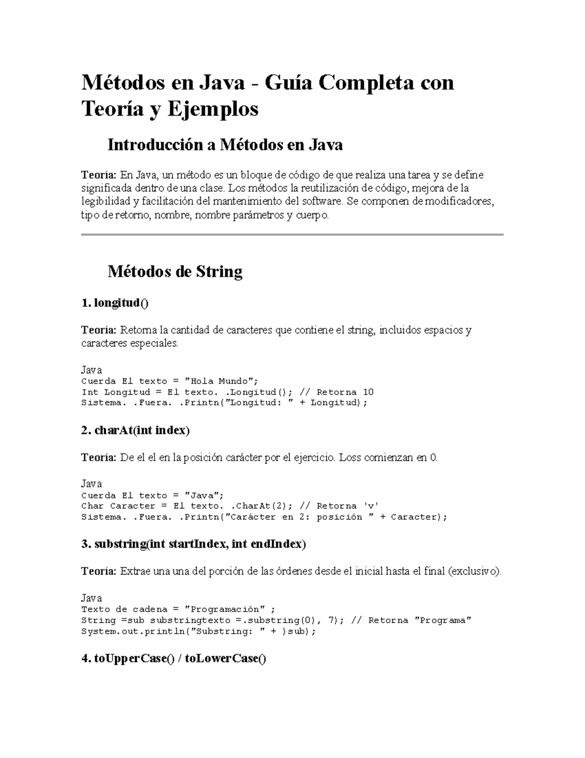 Métodos en Java: Guía Completa con Teoría y Ejemplos - Studocu