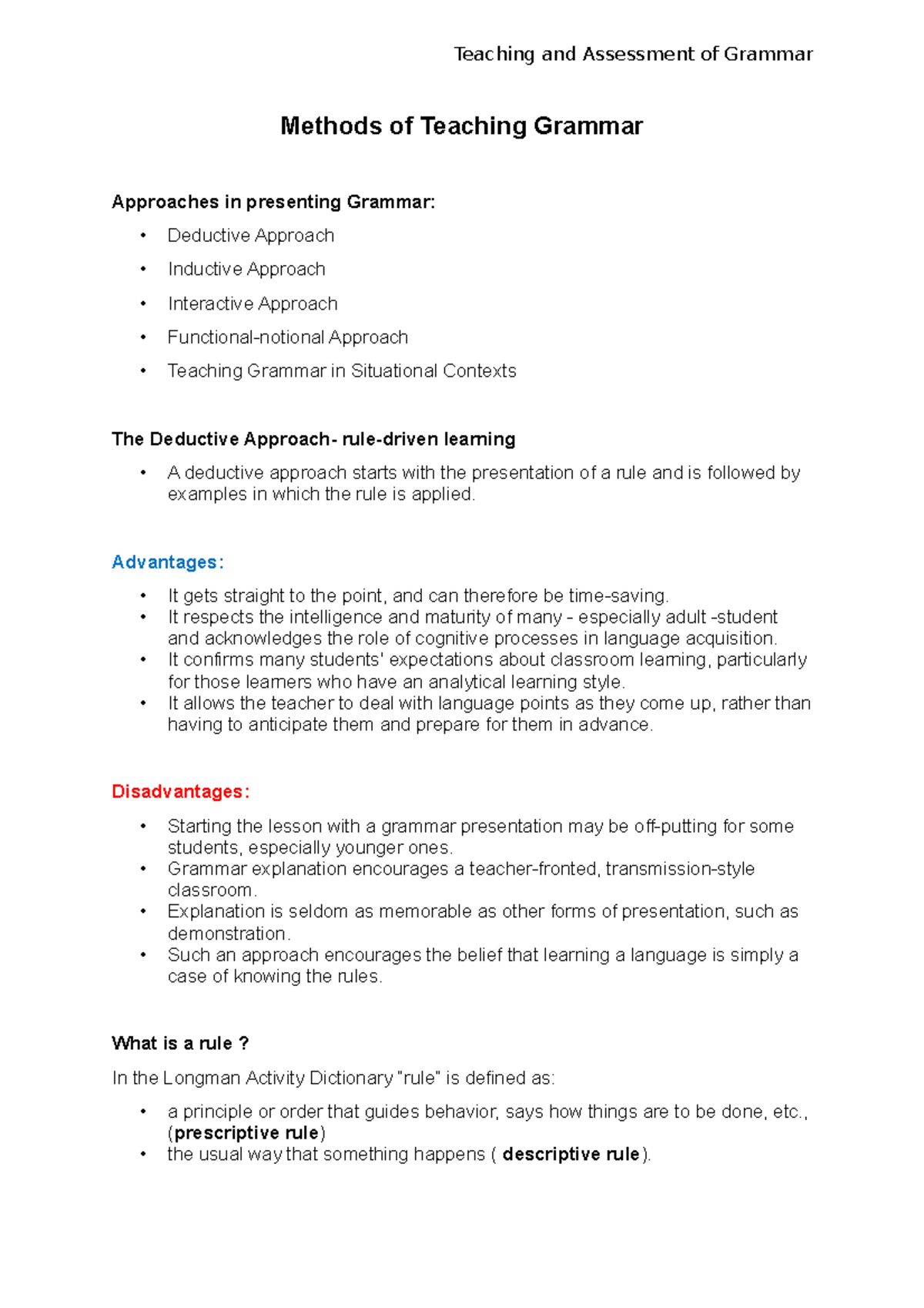 Methods OF Teaching Grammar - Methods of Teaching Grammar Approaches in ...