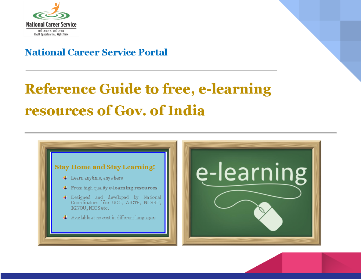 E-learning Programs Revised - National Career Service Portal Reference ...