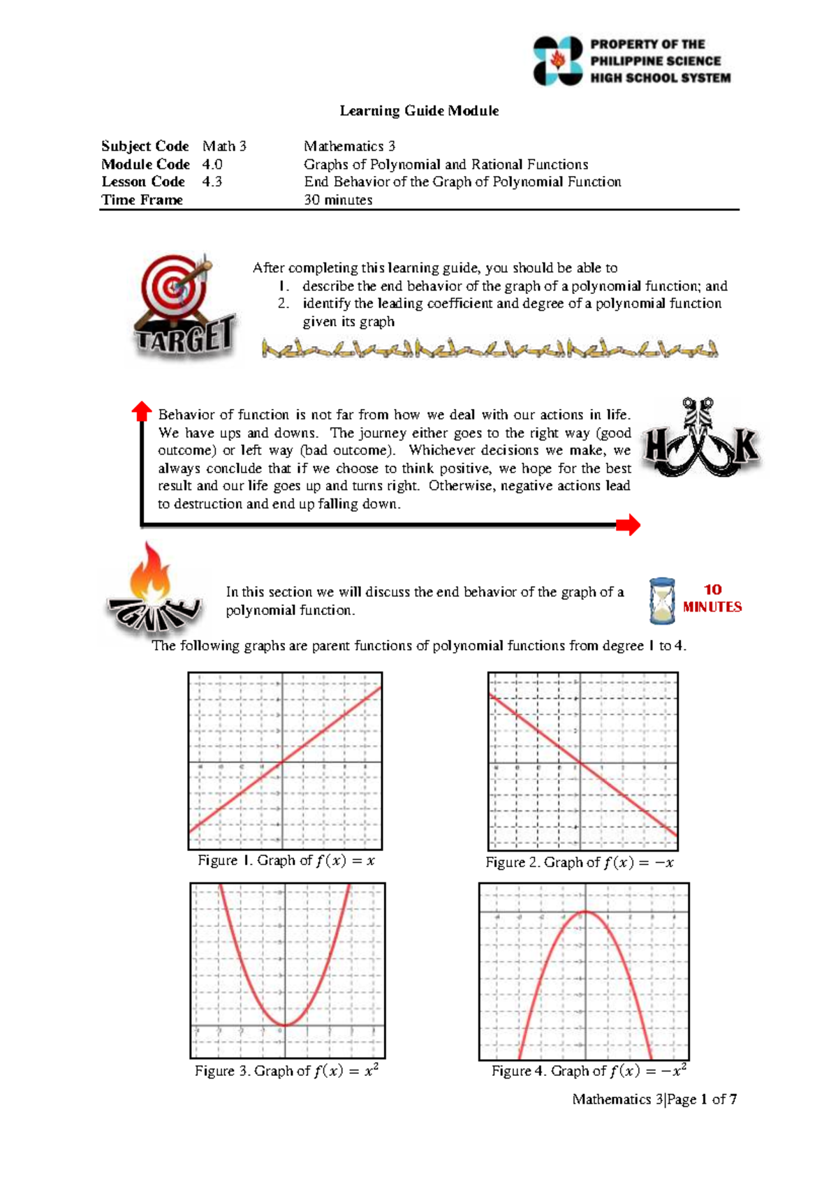Learning Guide Math 3: End Behavior of Polynomial Functions - Studocu