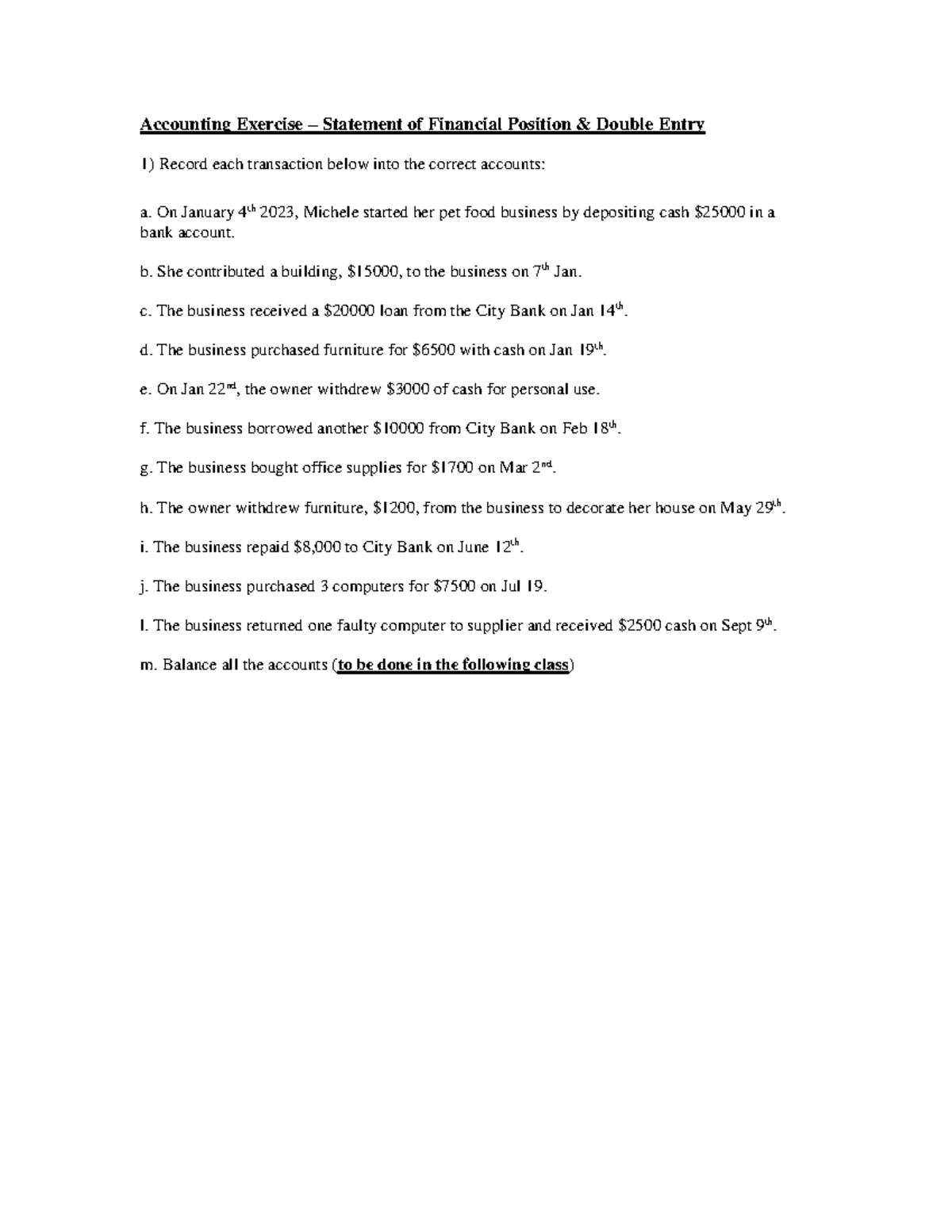Accounting Tutorial Exercise: Statement of Financial Position Analysis ...