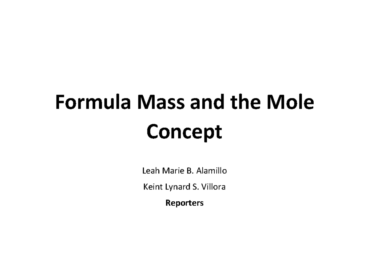 Formula Mass & Mole Concept: Understanding Molar Mass in Chemistry ...