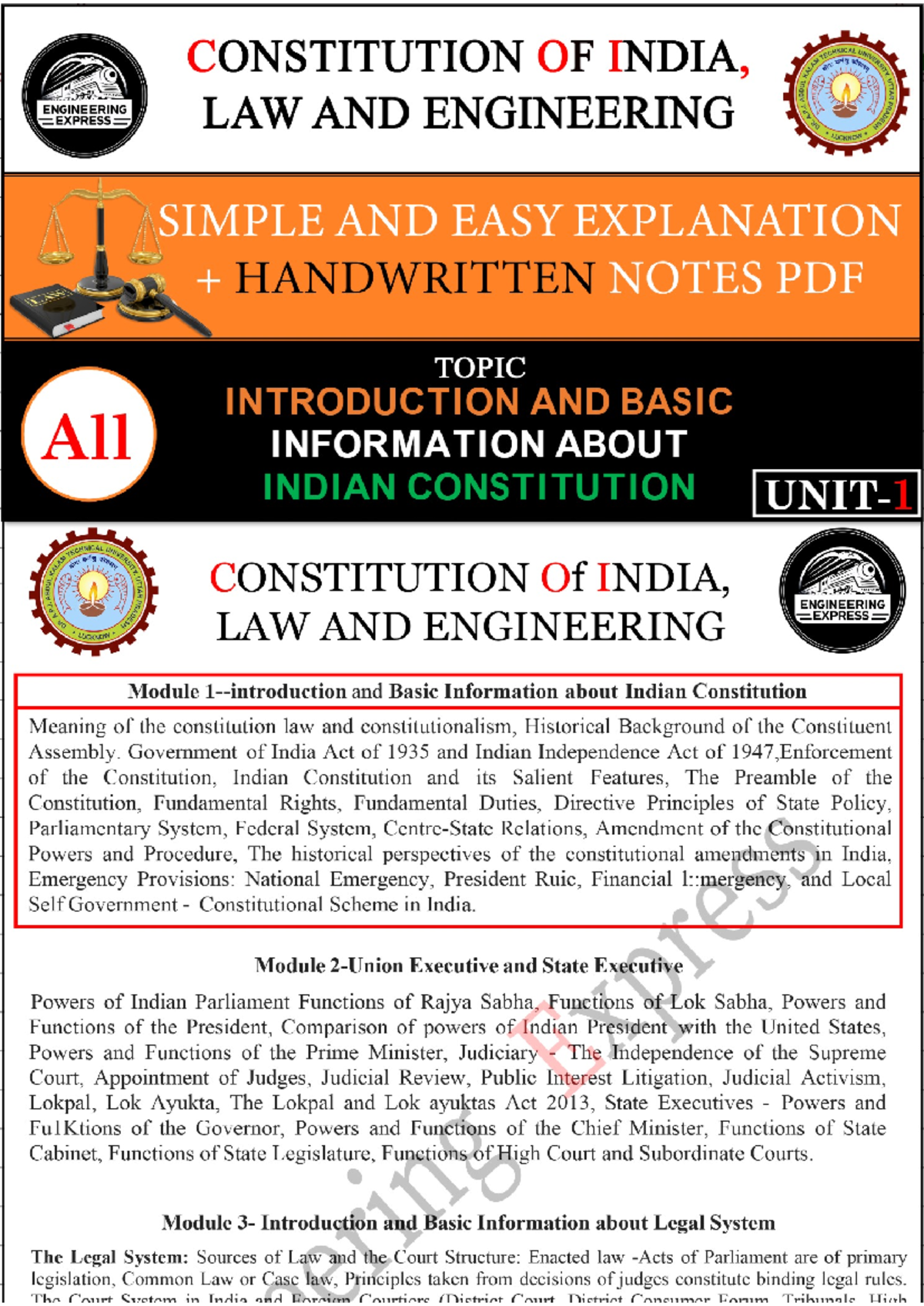 Engineering Express: COI Unit 1 - Simple & Easy Notes on Indian ...