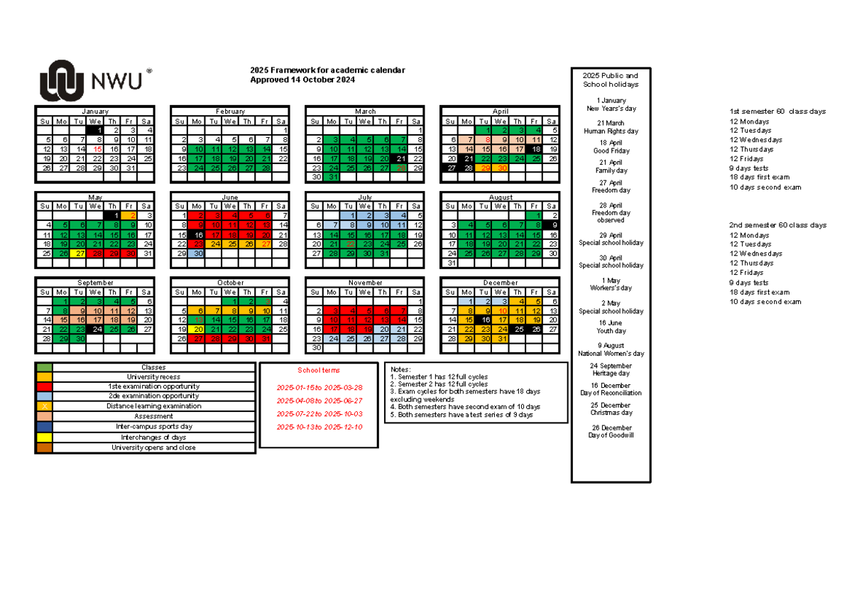 2025 Academic Calendar Framework: Key Dates & Holidays - Studocu