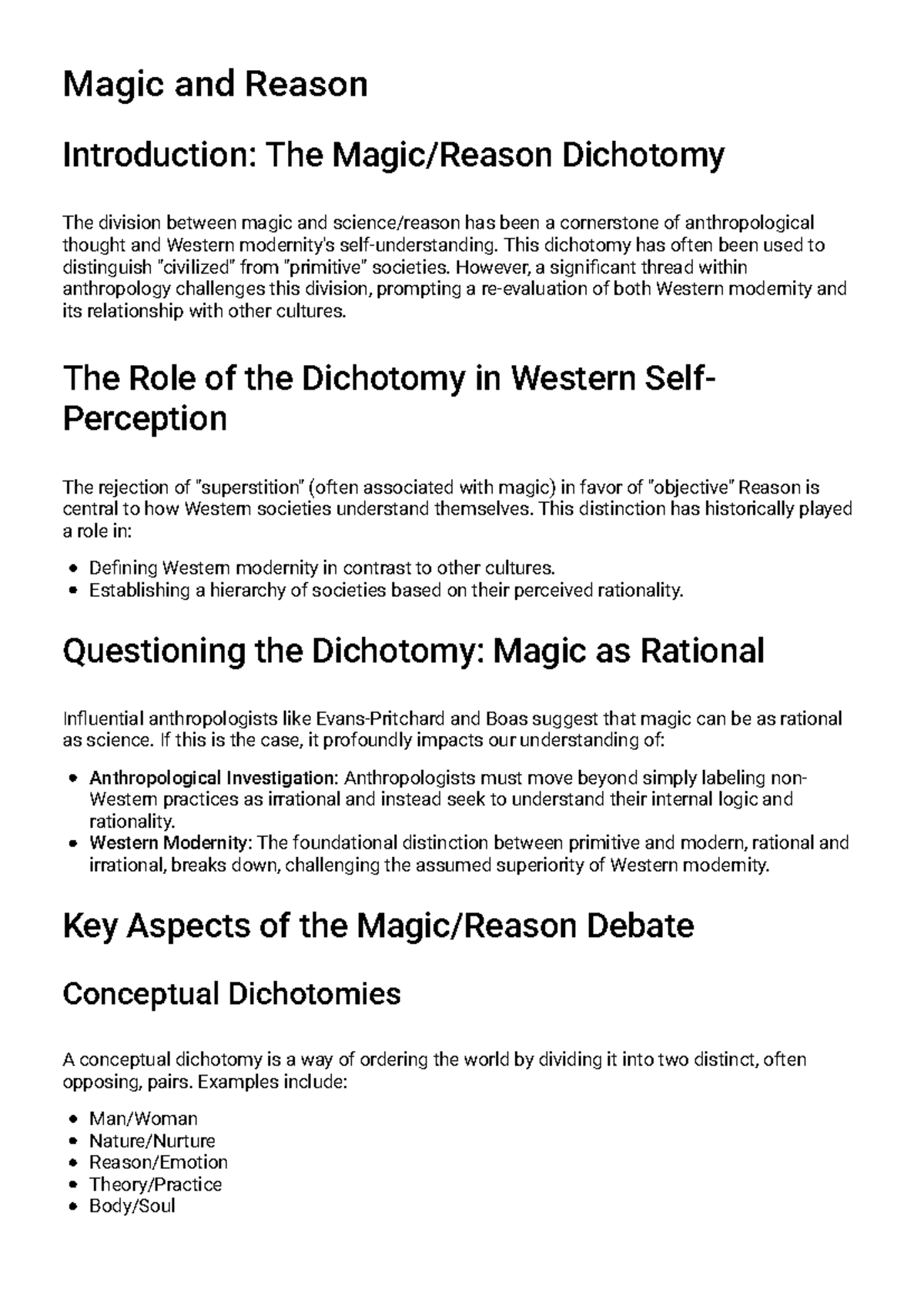Anthropology of Magic and Reason: Study Guide Overview - Studocu