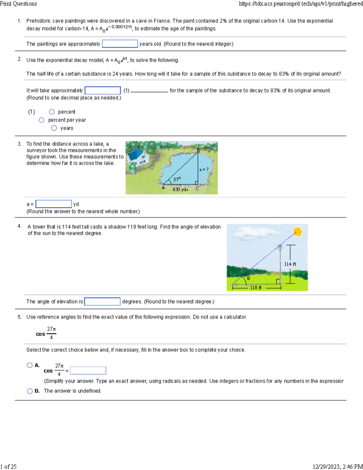 Math 101: Final Exam Practice Questions - Studocu