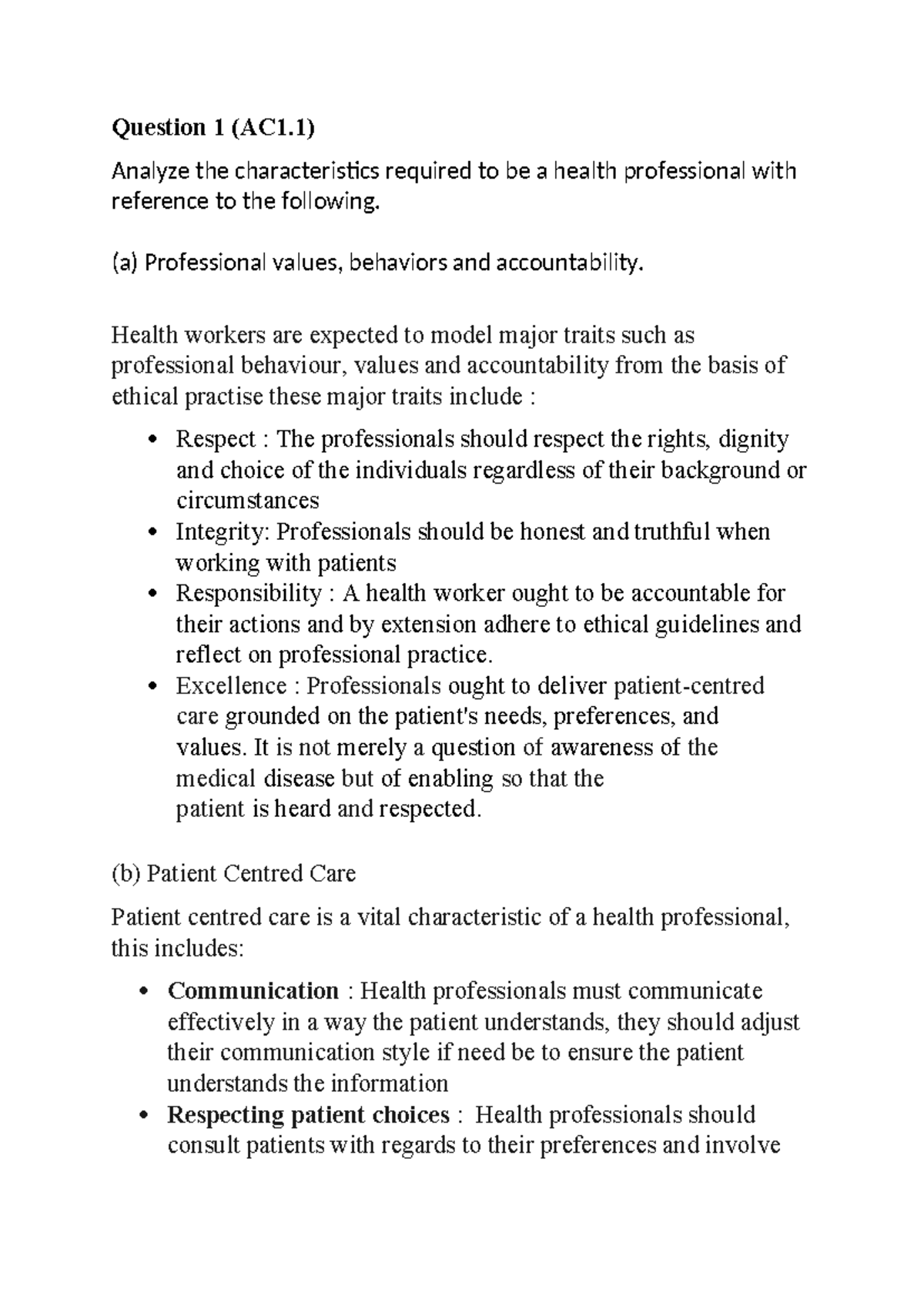 Assignment 5 - Professional Behaviours in Nursing & Health Professions ...