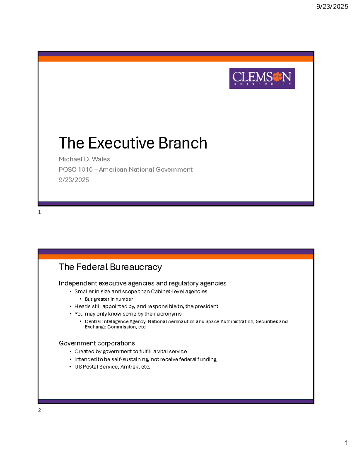 POSC 1010 Final Exam Notes: The Executive Branch & Bureaucracy - Studocu