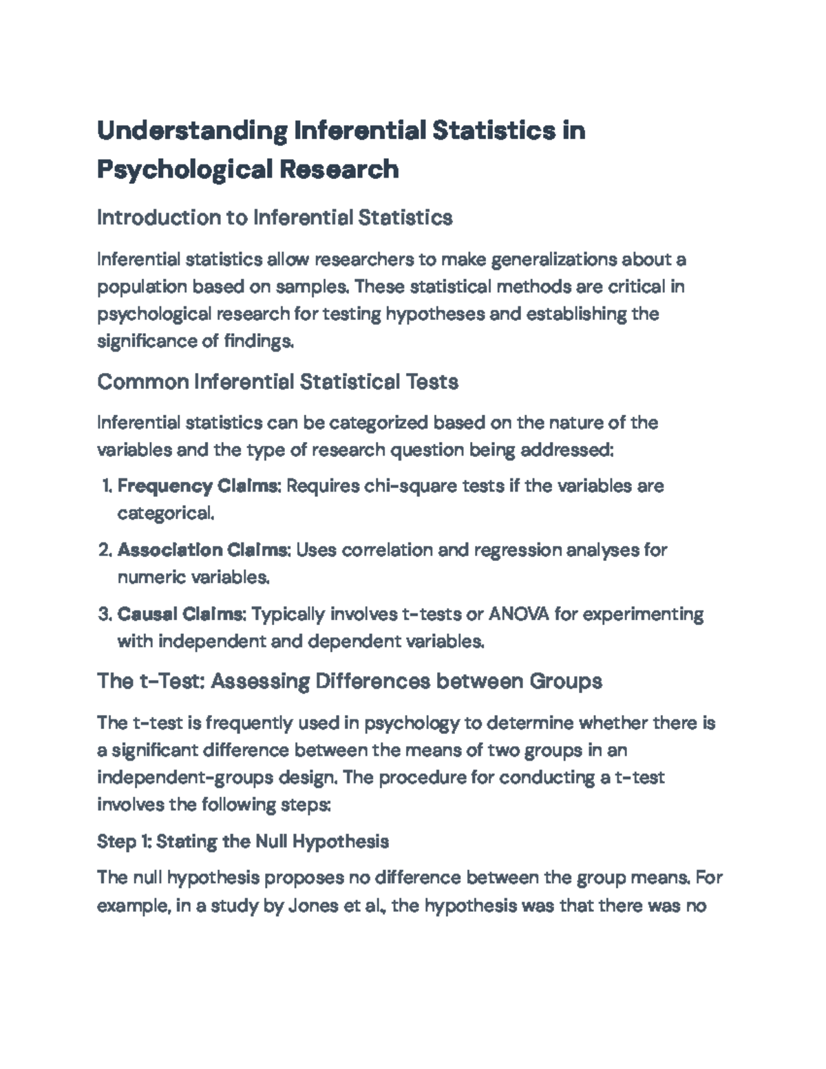 Understanding Inferential Statistics in Psych Research (PSY 101) - Studocu
