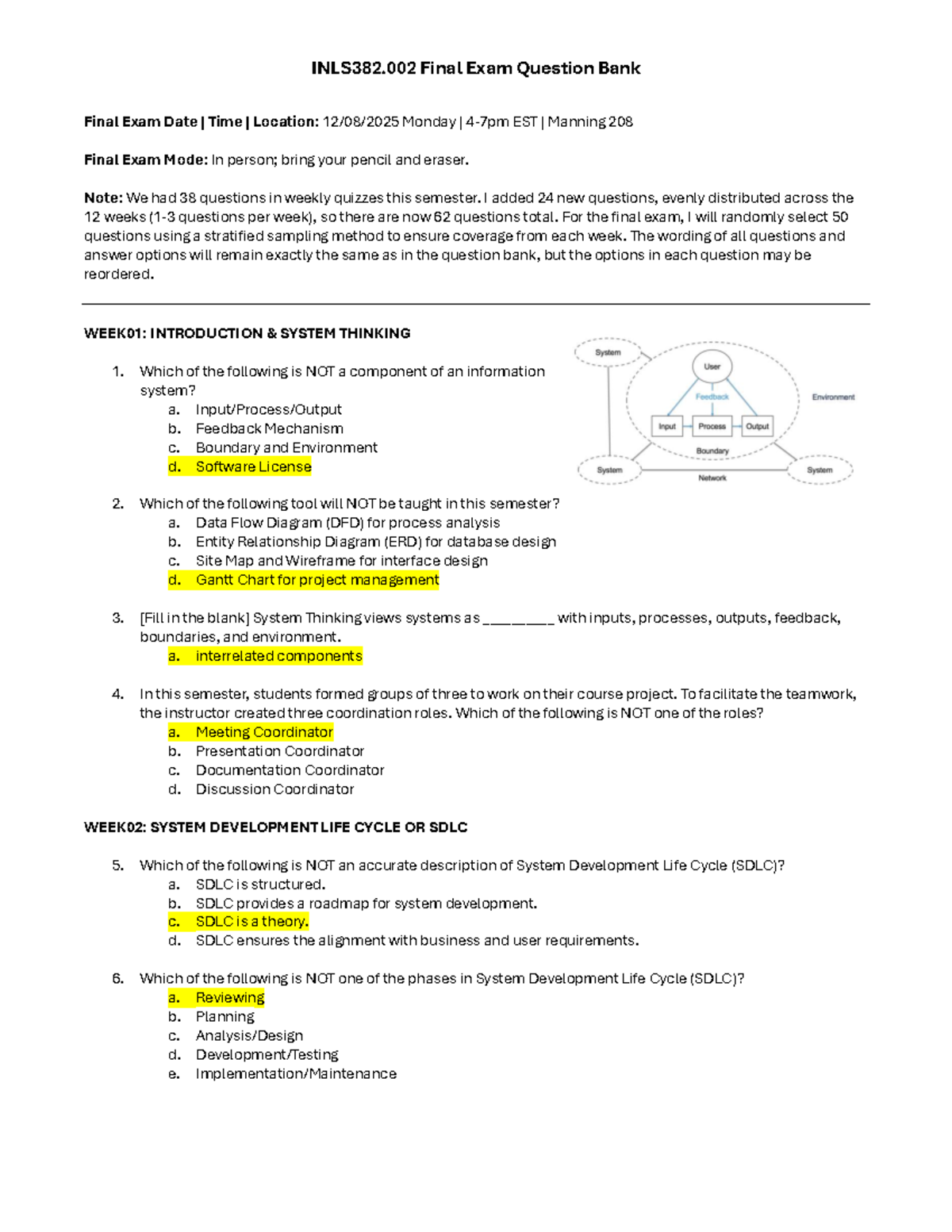INLS382.002 Final Exam Question Bank - Studocu