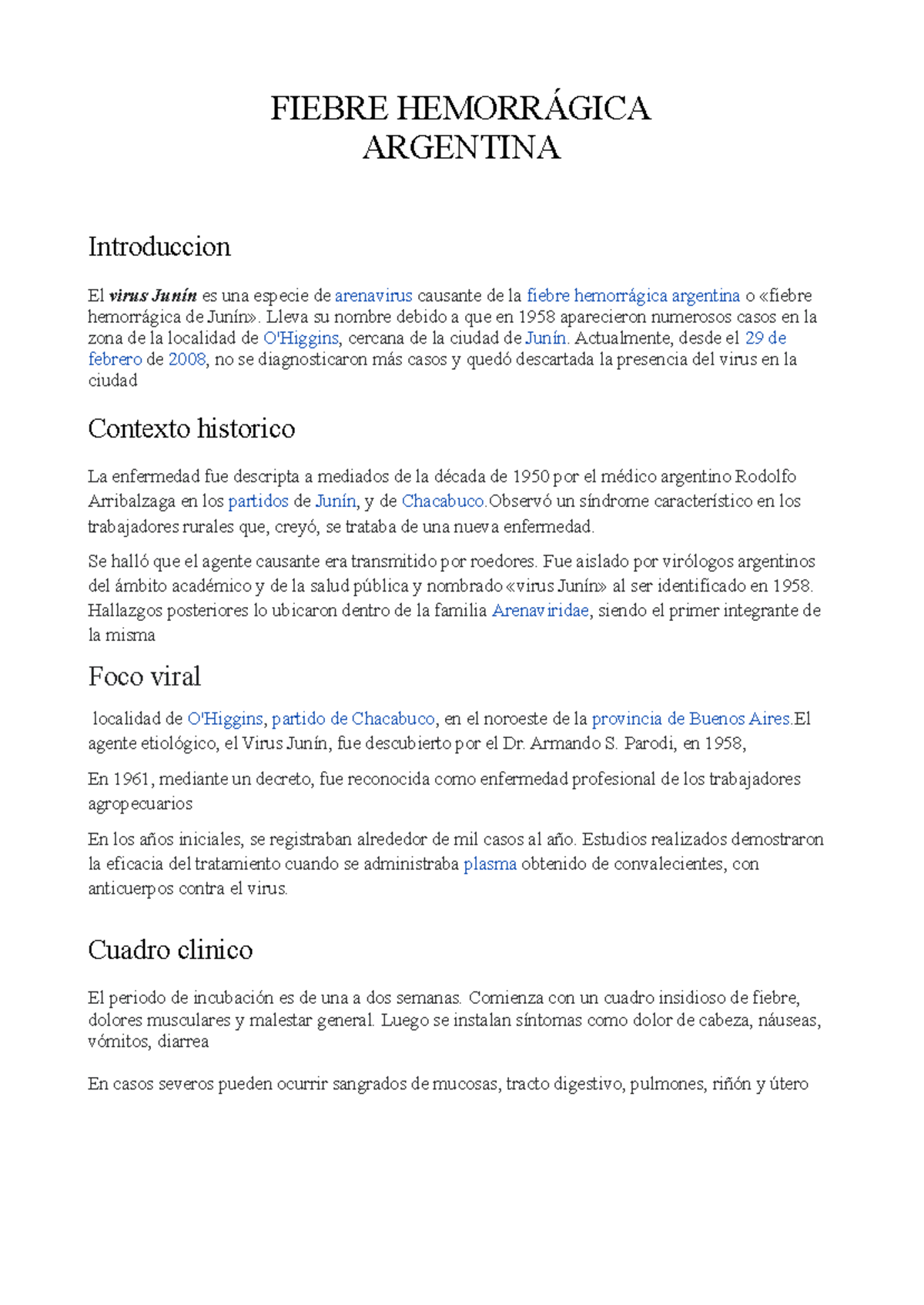 Fiebre Hemorrágica de Junín - Análisis del Virus y su Epidemiología ...