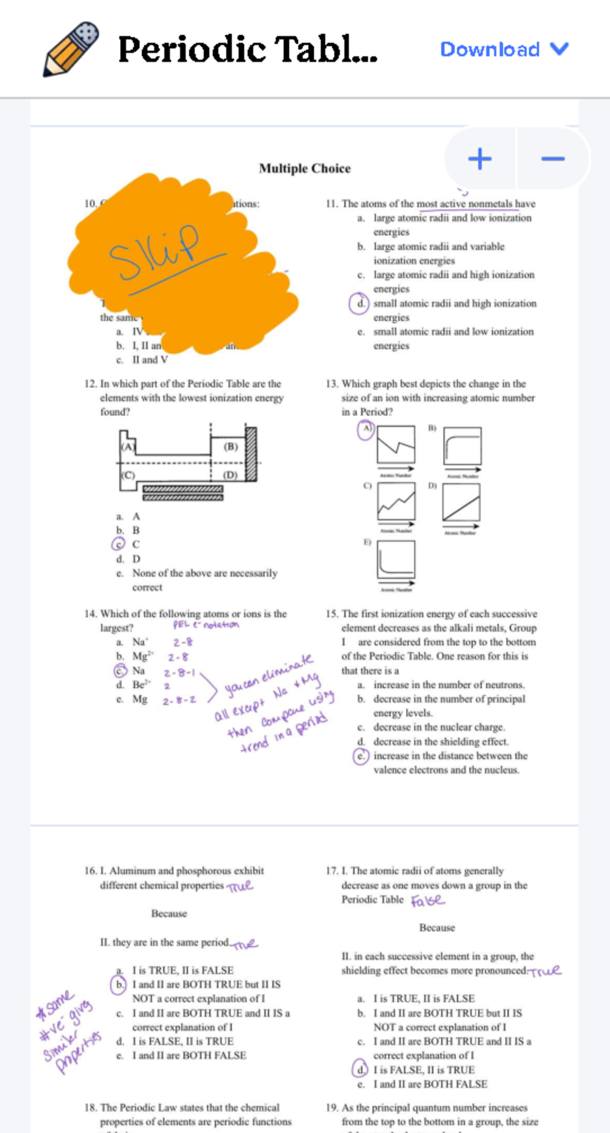 Periodic Table Review Sheet: Excited State Configurations and Trends ...