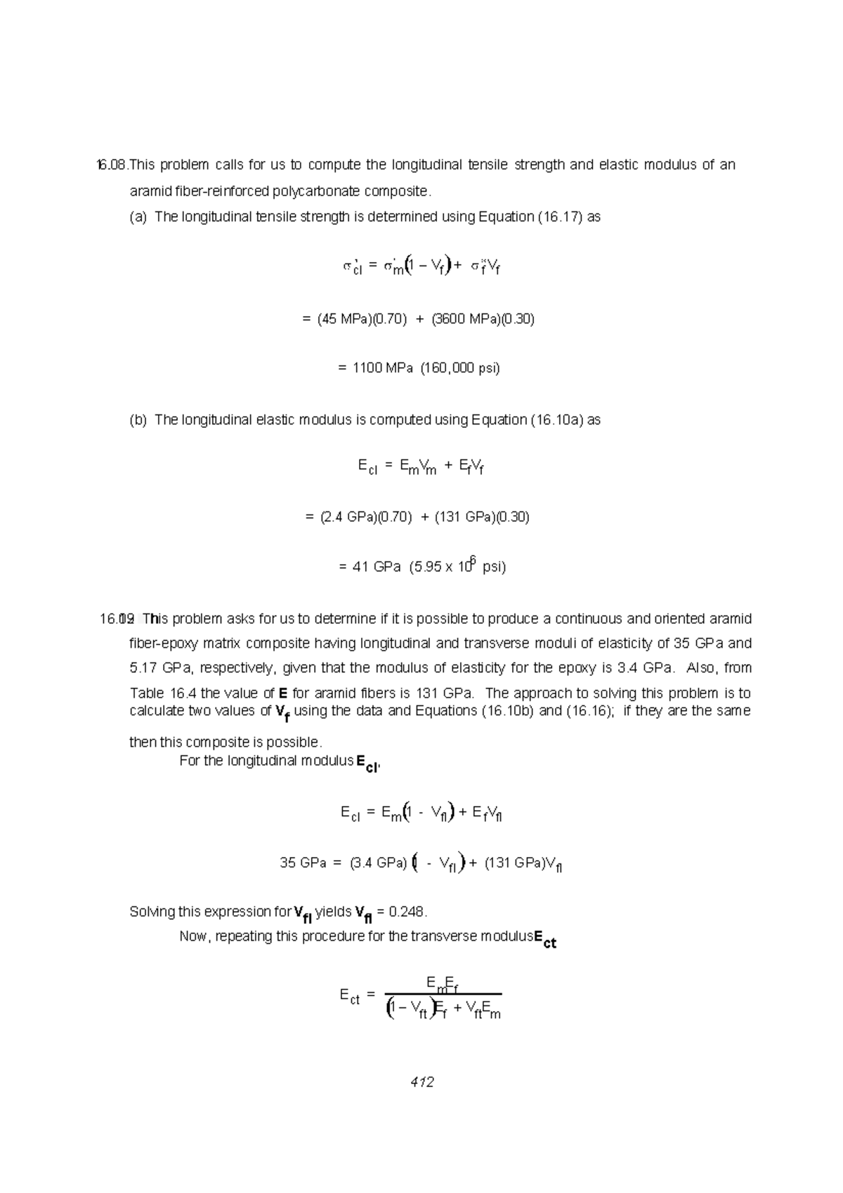 Composite Chapter 16 Problem Solutions (Callister) Analysis - Studocu