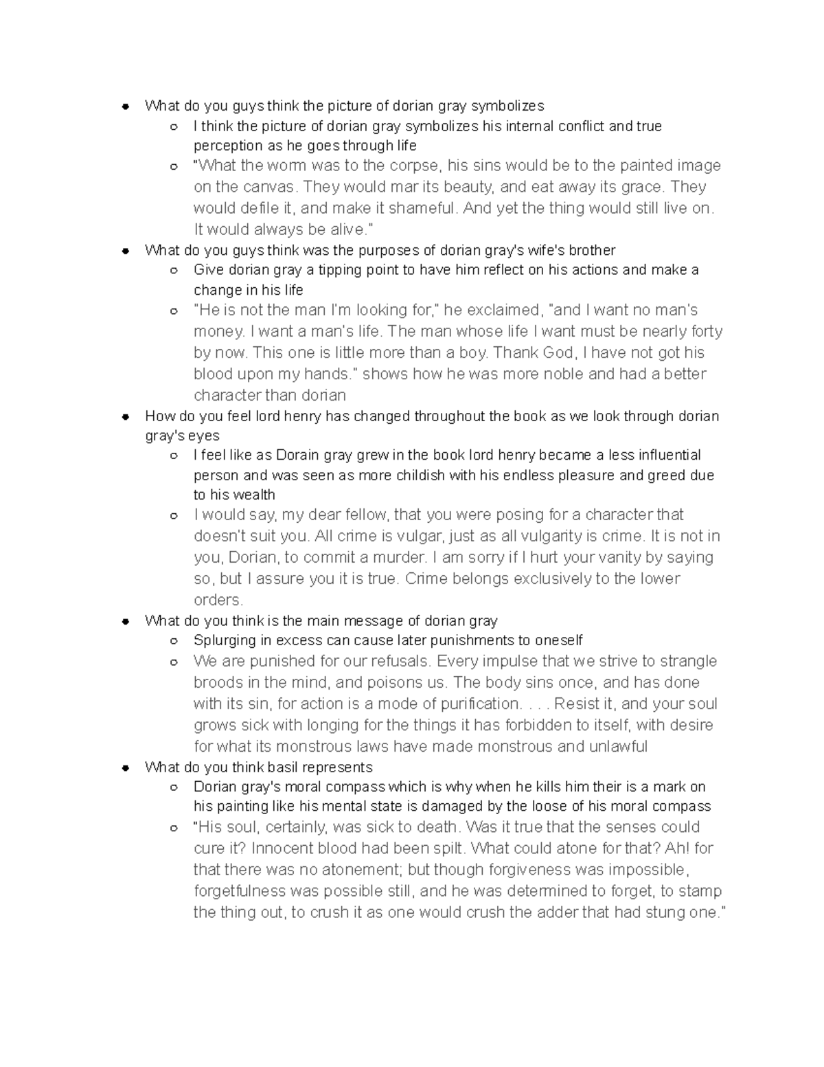 Socratic Seminar Insights on The Picture of Dorian Gray Analysis - Studocu